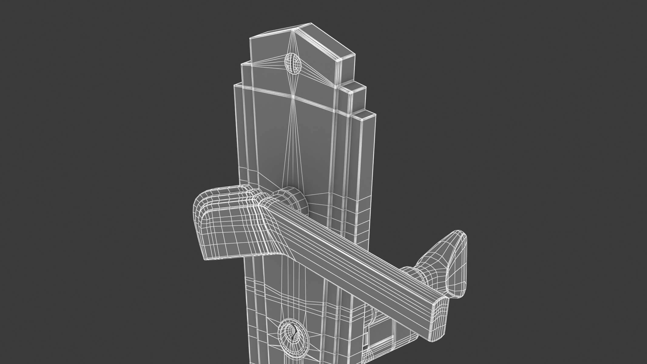 Art Deco Style Door Handle Brass - 3D Model by frezzy