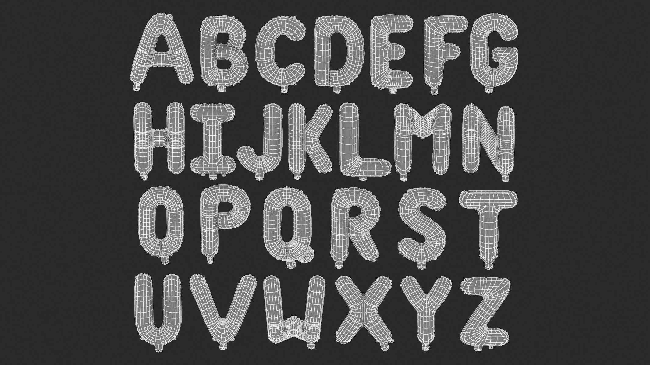 Balloon Alphabet Blue - 3D Model by frezzy