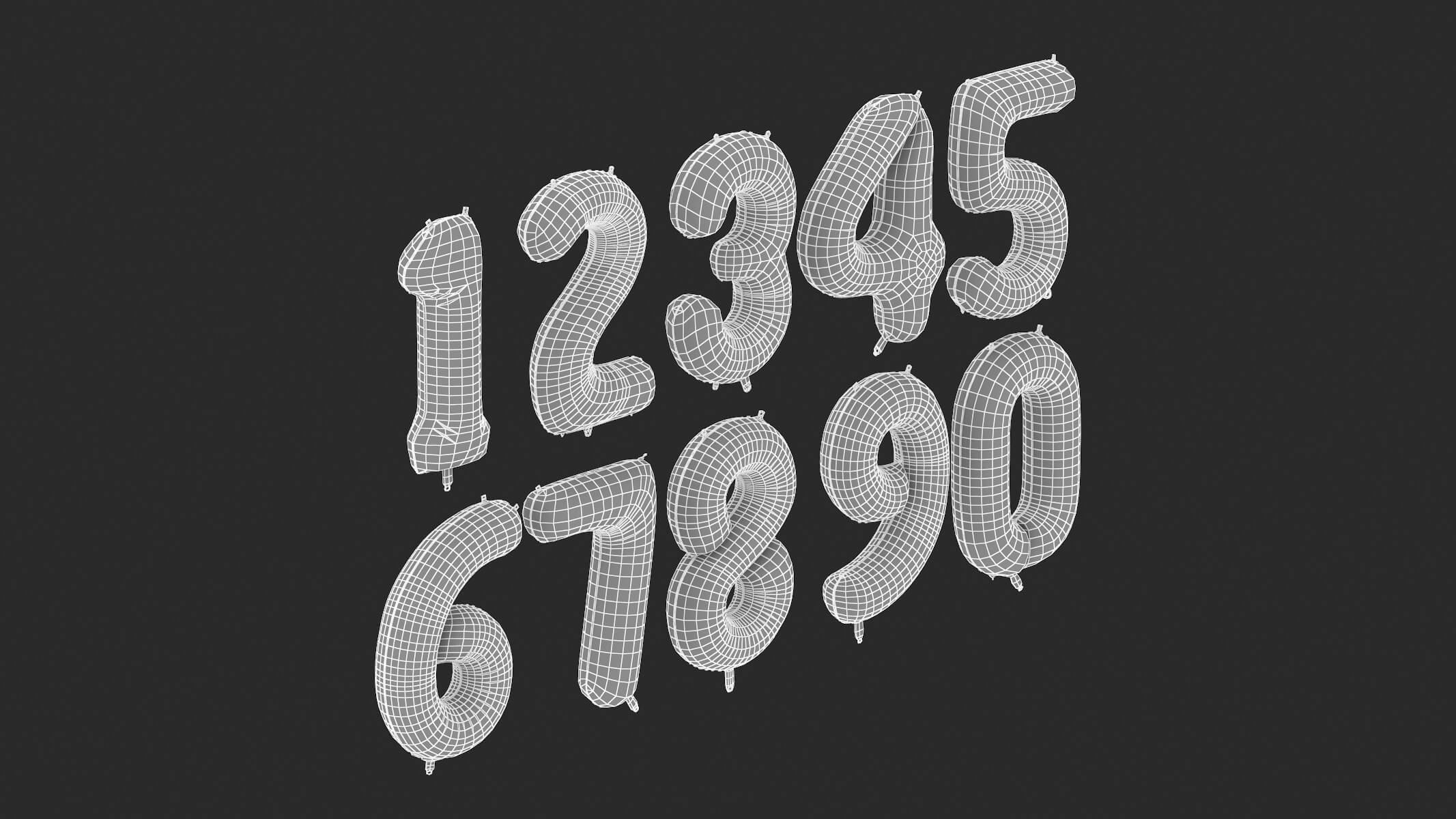 Balloon Numbers Blue - 3D Model by frezzy