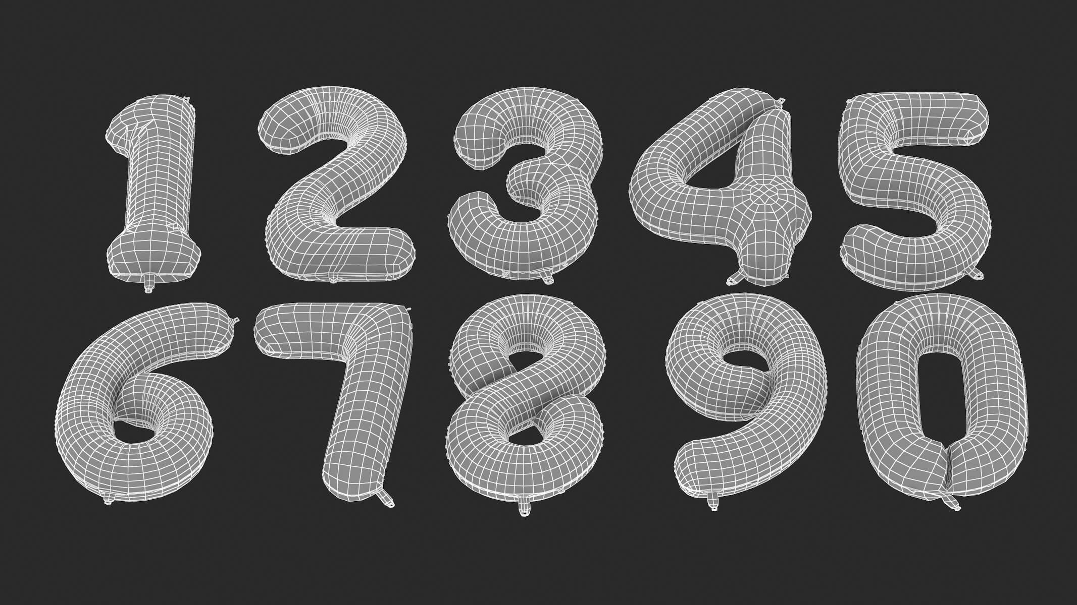 Balloon Numbers Blue - 3D Model by frezzy
