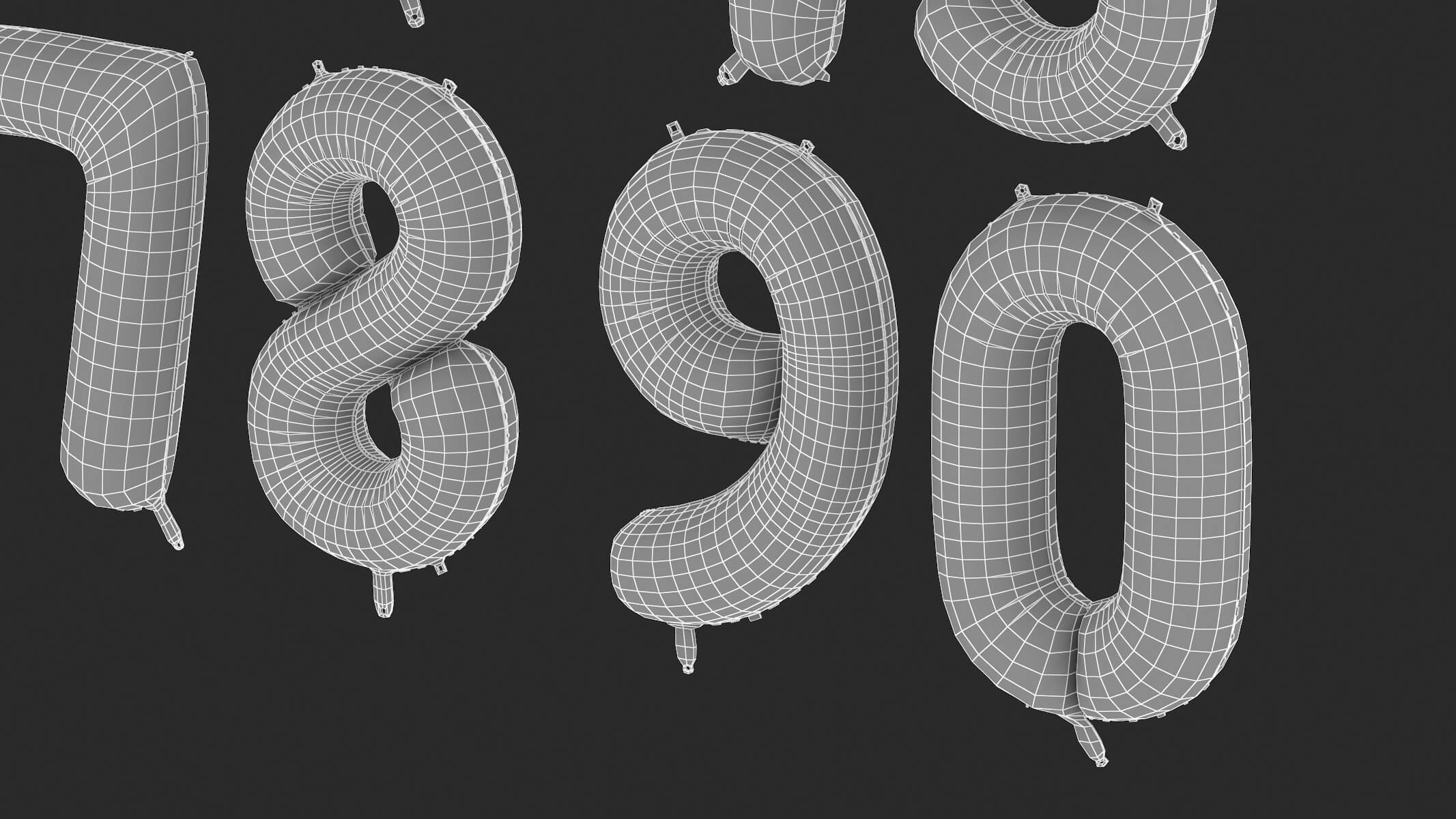 Balloon Numbers Blue - 3D Model by frezzy