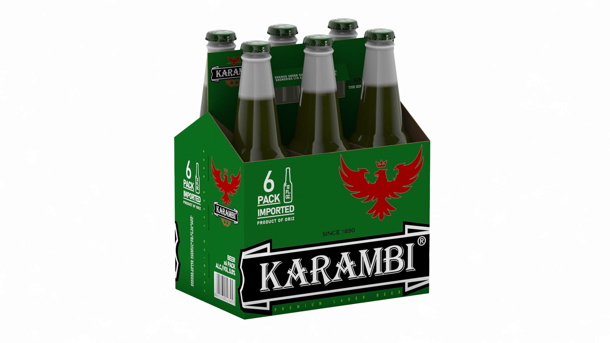 Beer 12 OZ Pack 6 Bottles - 3D Model by frezzy
