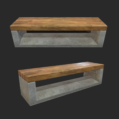 Bench 05 Low Poly - 3D Model by frezzy
