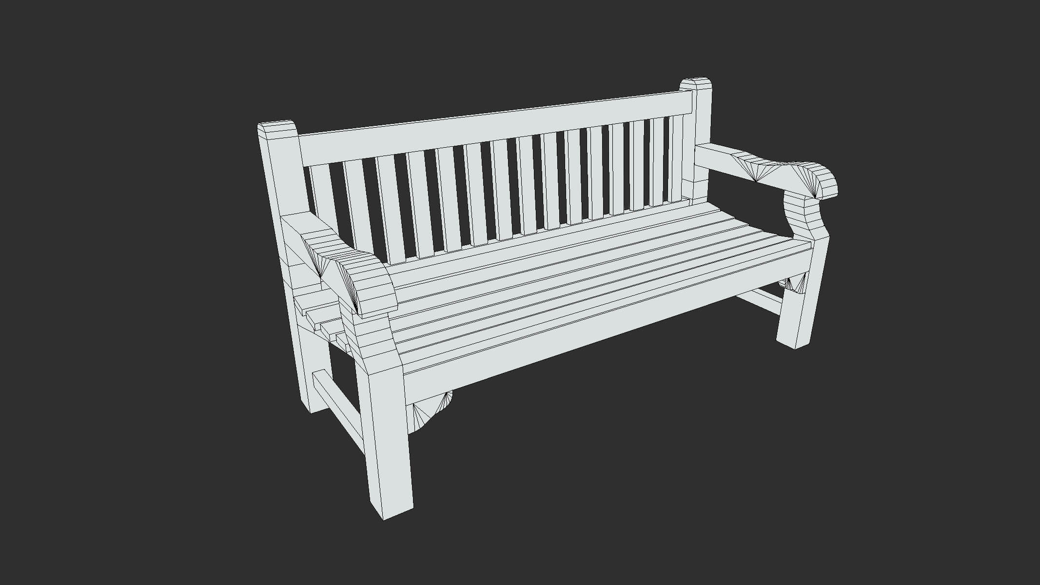 Bench 03 Low Poly - 3D Model by frezzy