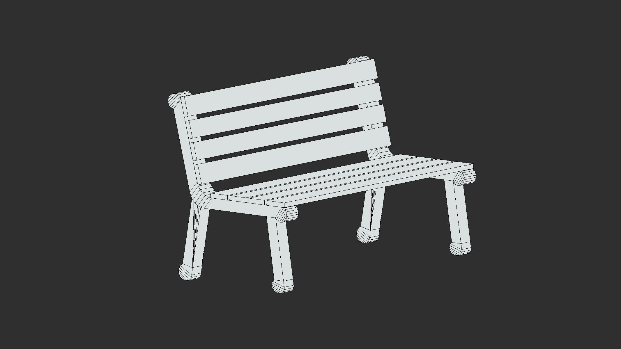 Bench 04 Low Poly - 3D Model by frezzy