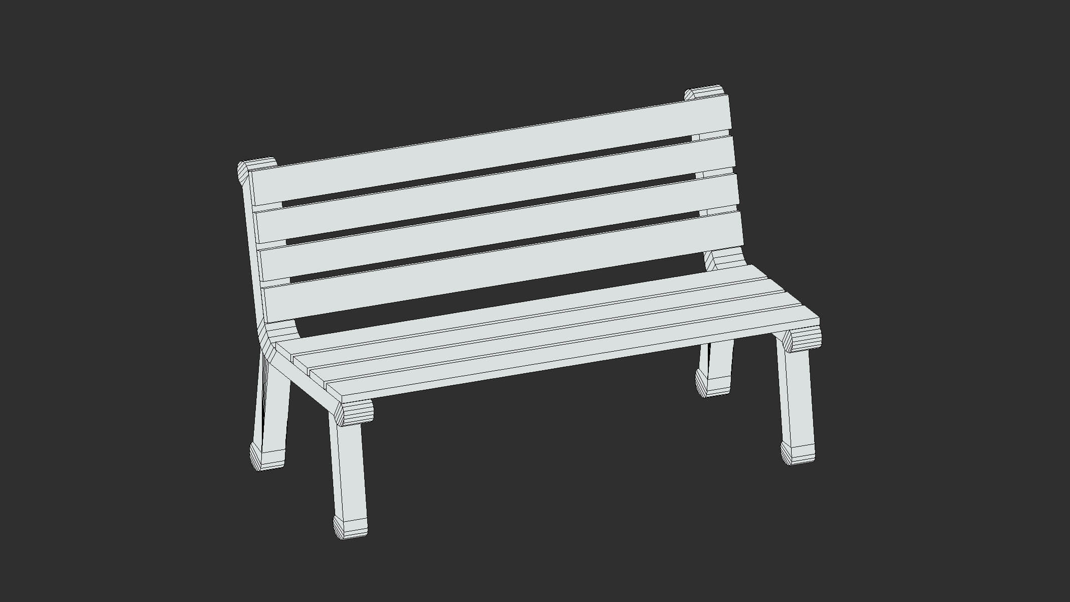 Bench 04 Low Poly - 3D Model by frezzy