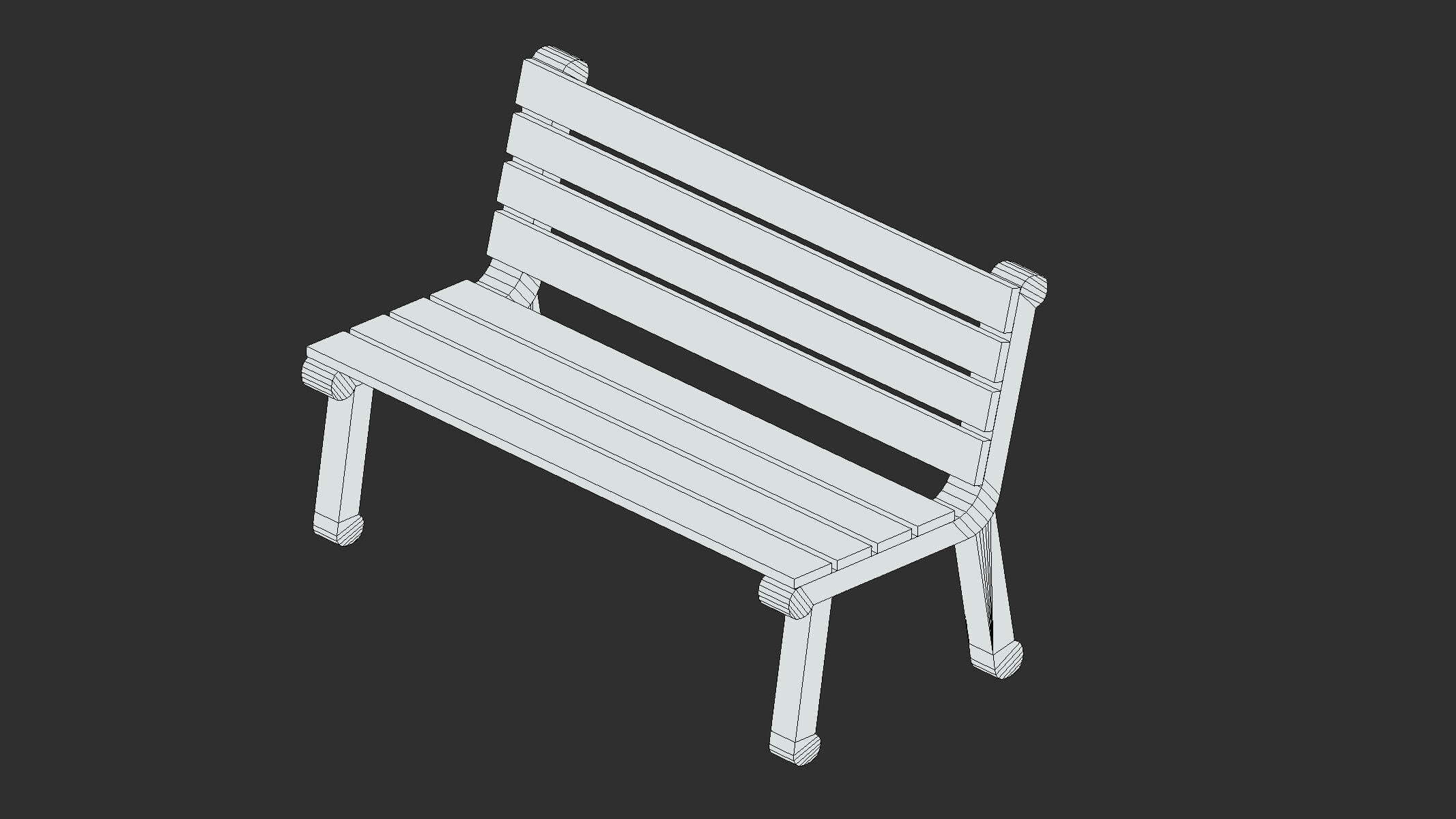 Bench 04 Low Poly - 3D Model by frezzy