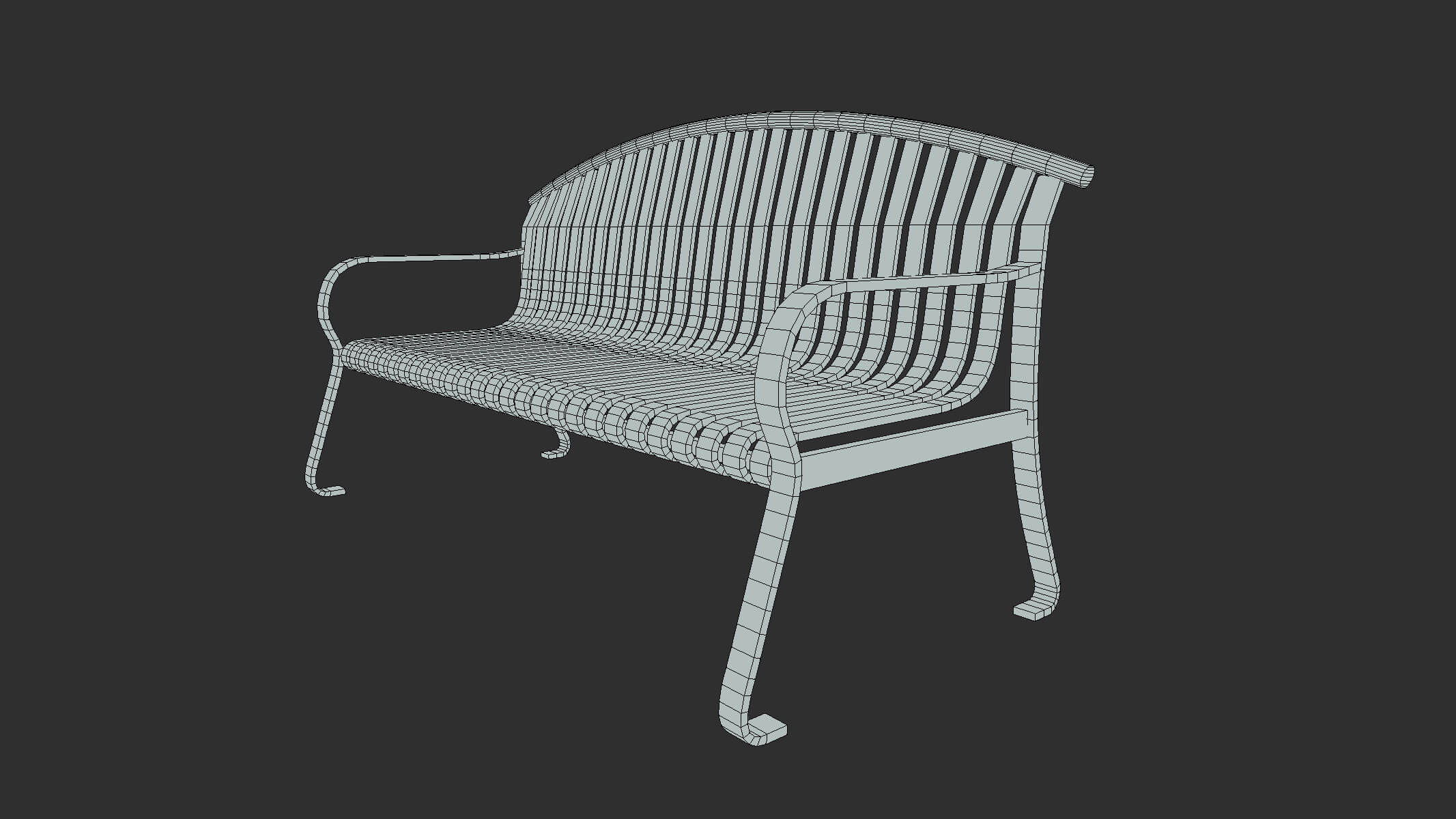 Bench 09 Low Poly - 3D Model by frezzy