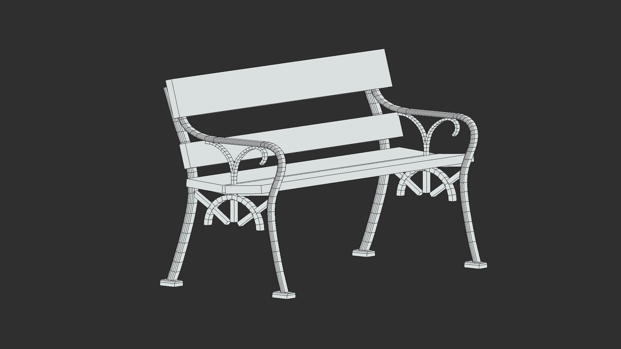 Bench 10 Low Poly - 3D Model by frezzy
