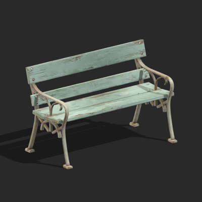 Bench 10 Low Poly - 3D Model by frezzy