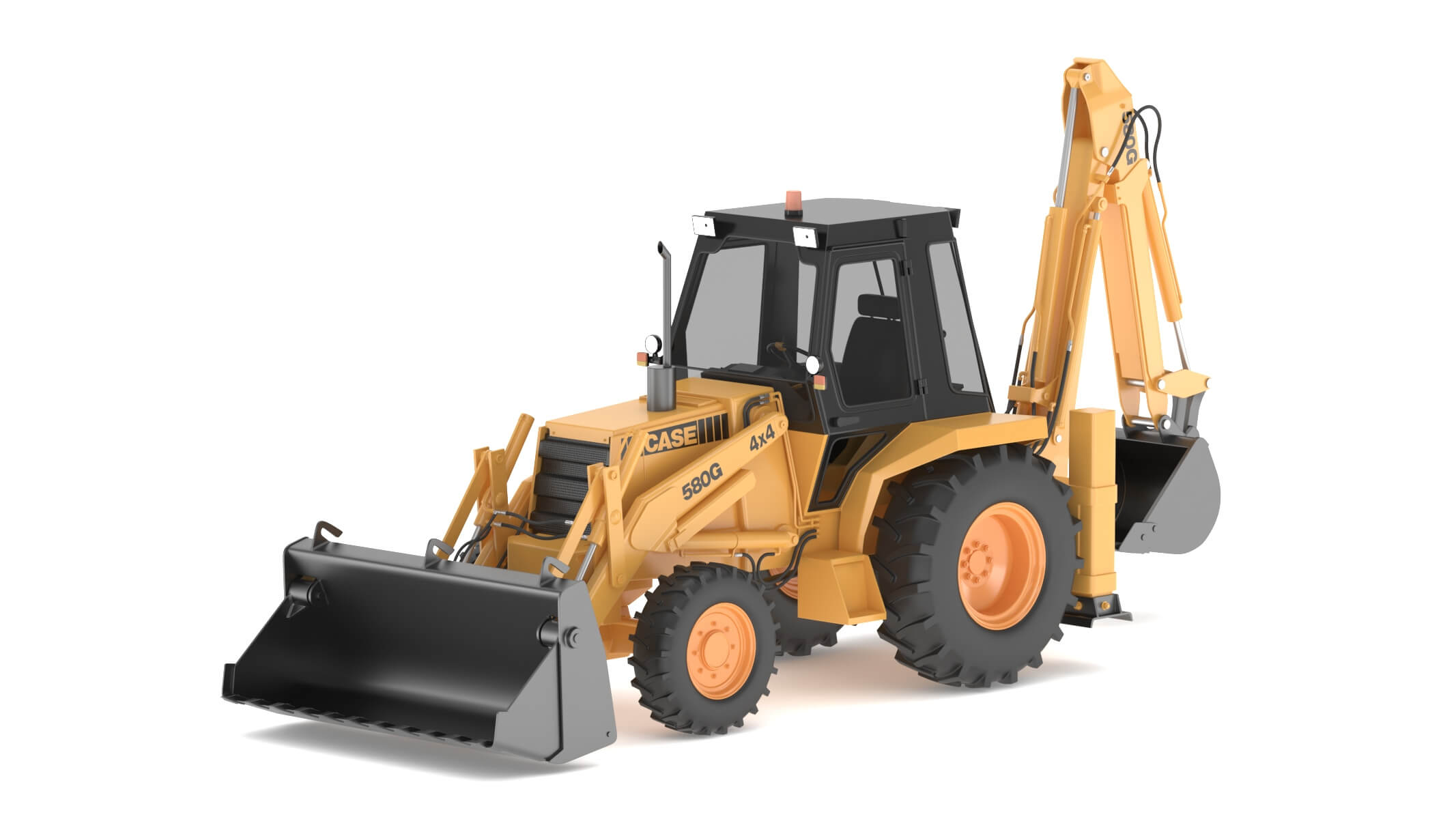 Case 580 G 4X4 Backhoe Loader - 3D Model by frezzy