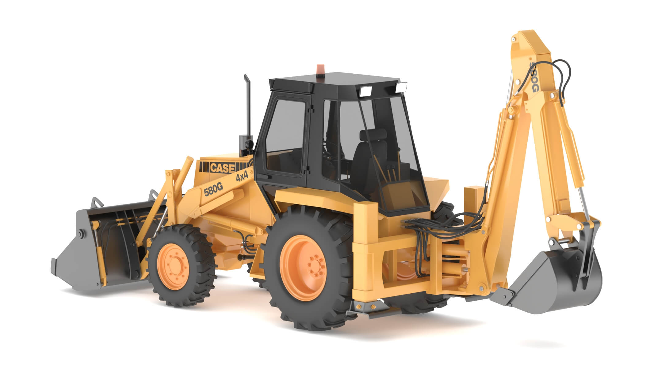 Case 580 G 4X4 Backhoe Loader - 3D Model by frezzy
