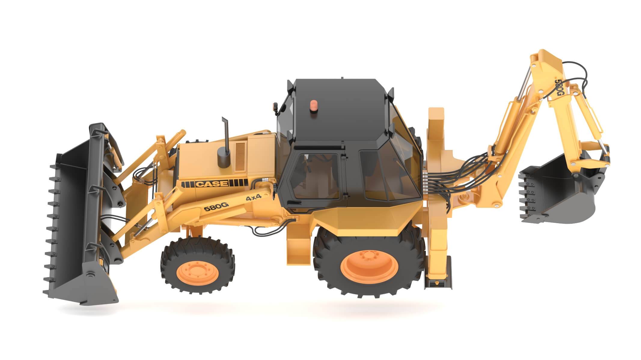 Case 580 G 4X4 Backhoe Loader - 3D Model by frezzy