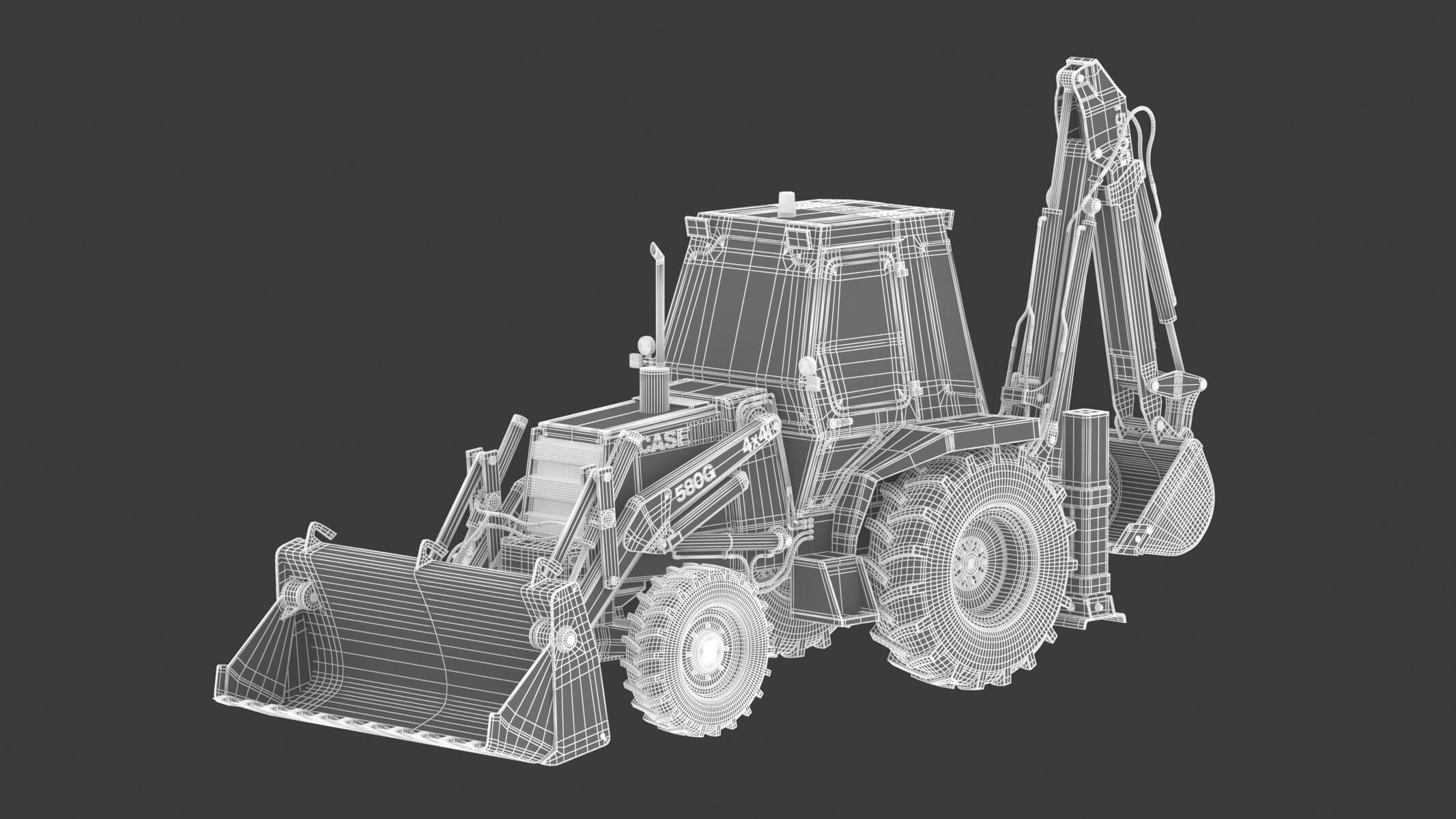 Case 580 G 4X4 Backhoe Loader - 3D Model by frezzy