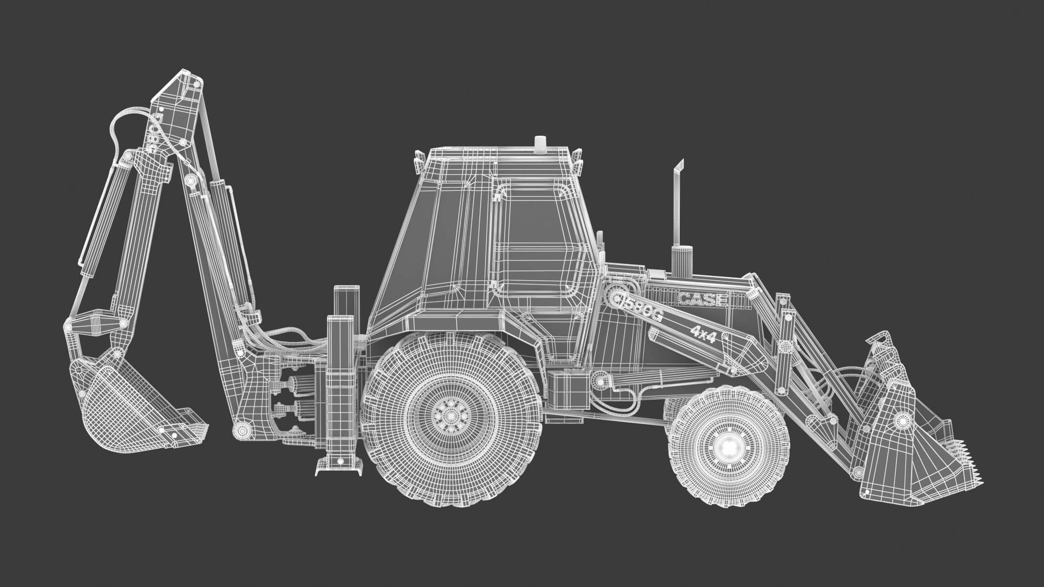 Case 580 G 4X4 Backhoe Loader - 3D Model by frezzy