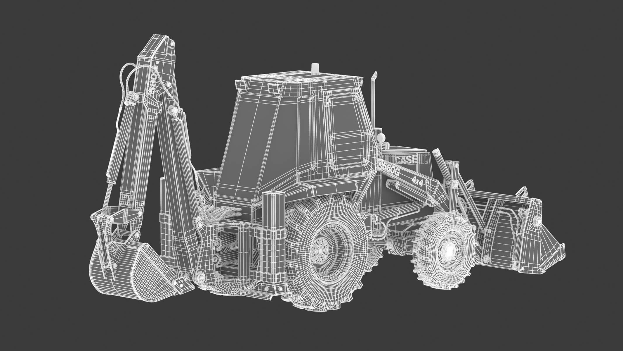 Case 580 G 4X4 Backhoe Loader - 3D Model by frezzy