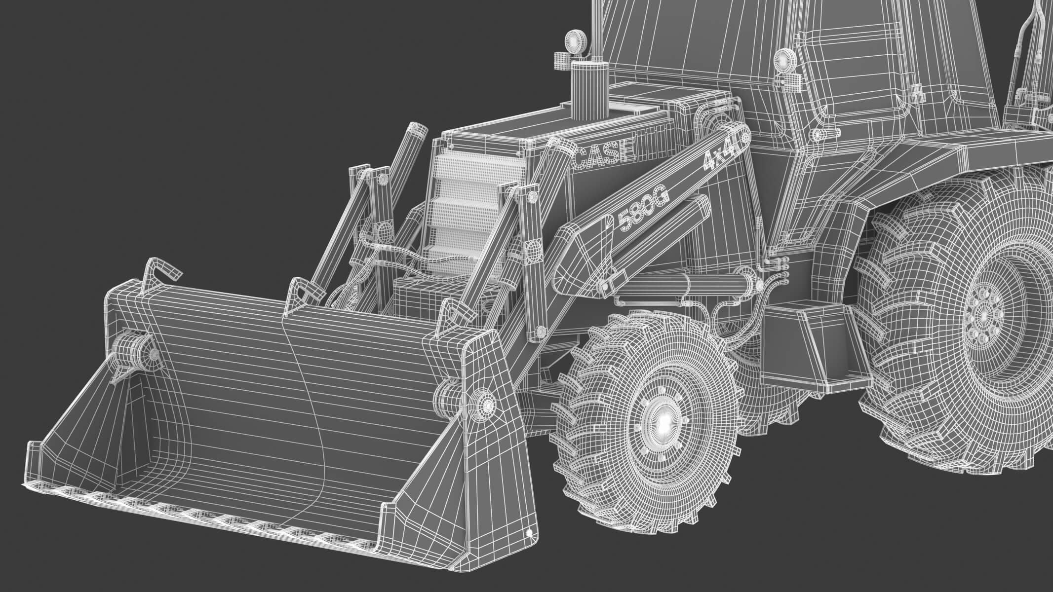 Case 580 G 4X4 Backhoe Loader - 3D Model by frezzy