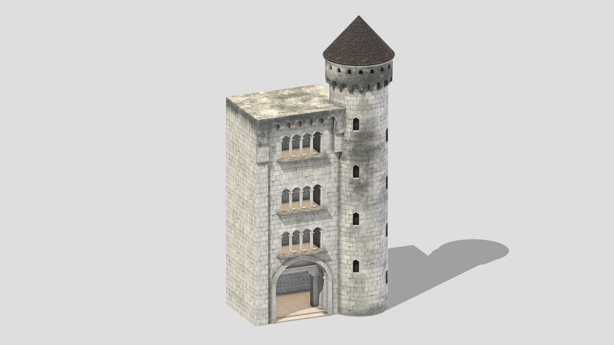 Castle Medieval Middle Ages 02 Low Poly - 3D Model by frezzy
