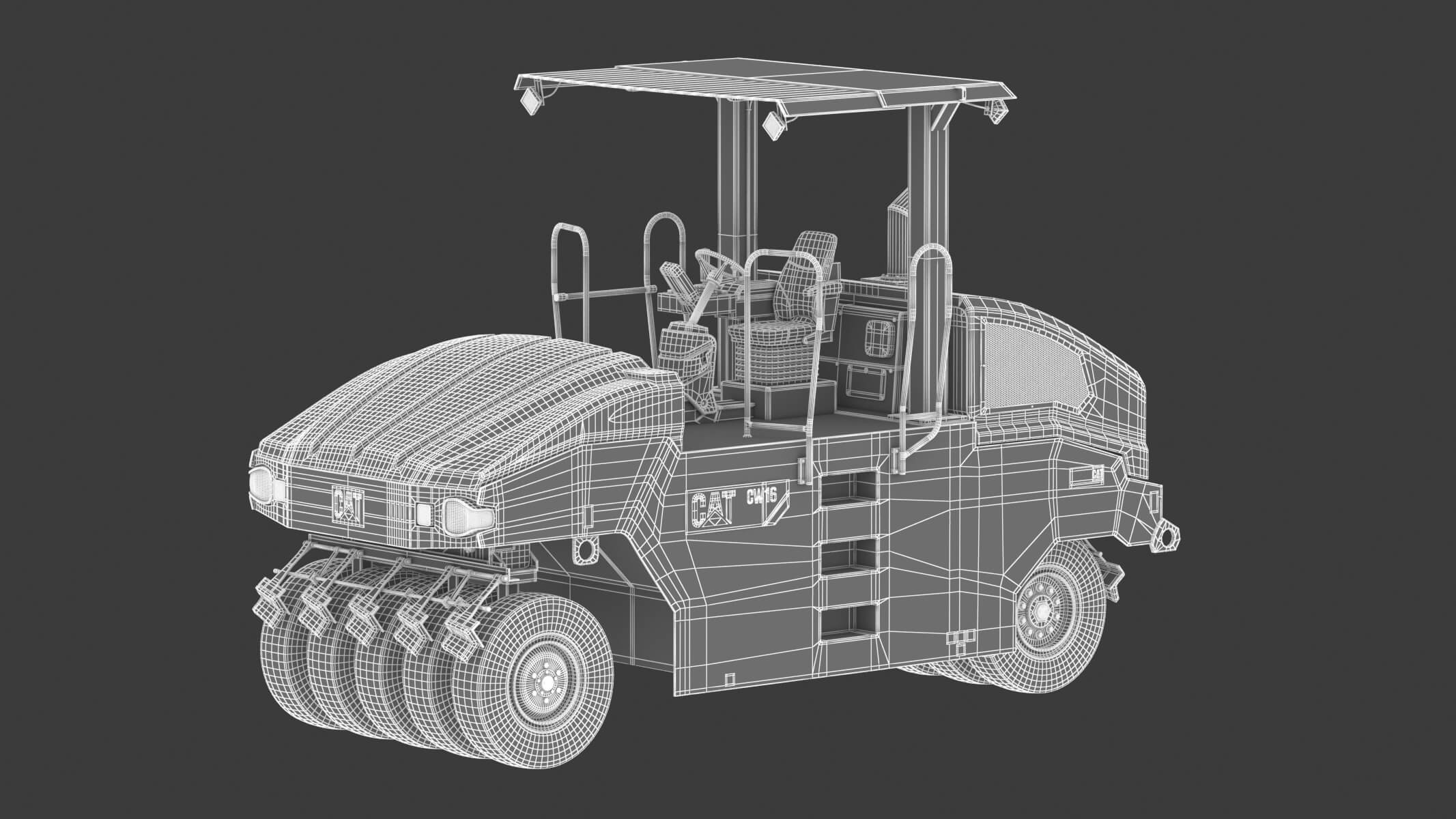Cat Pneumatic Rollers CW16 11-Wheel 3D Model by frezzy