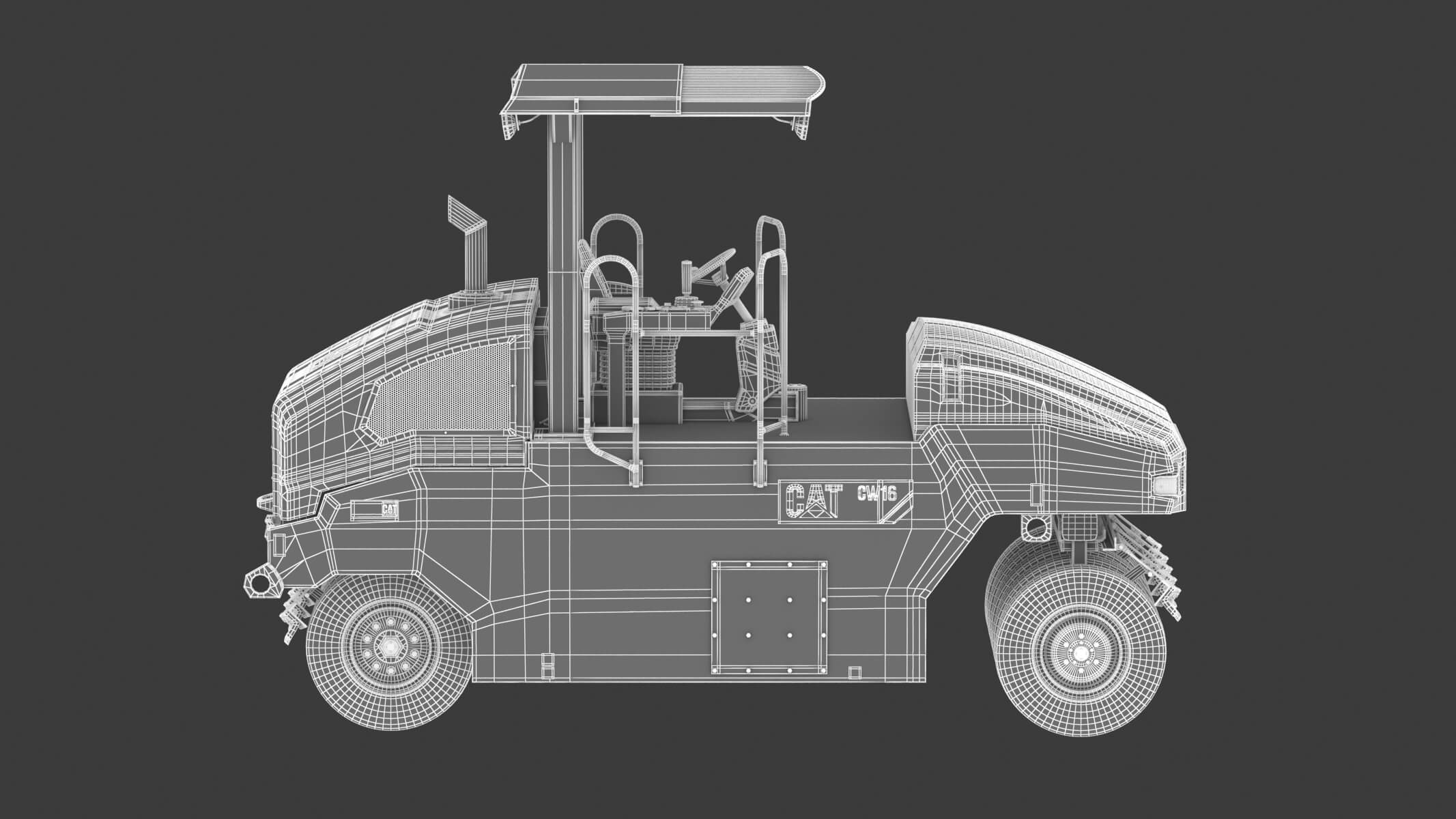 Cat Pneumatic Rollers CW16 11-Wheel 3D Model by frezzy