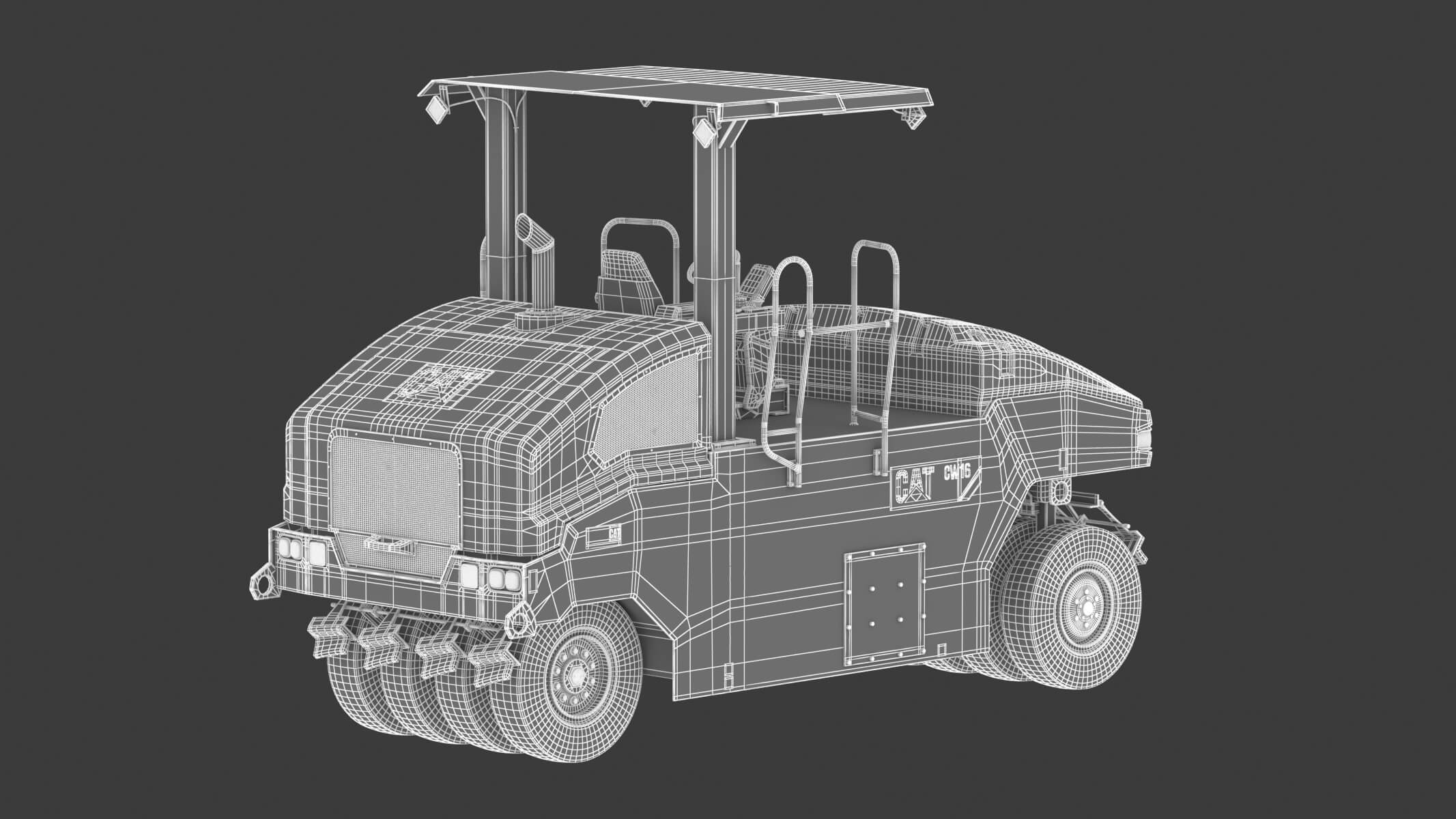 Cat Pneumatic Rollers CW16 11-Wheel 3D Model by frezzy