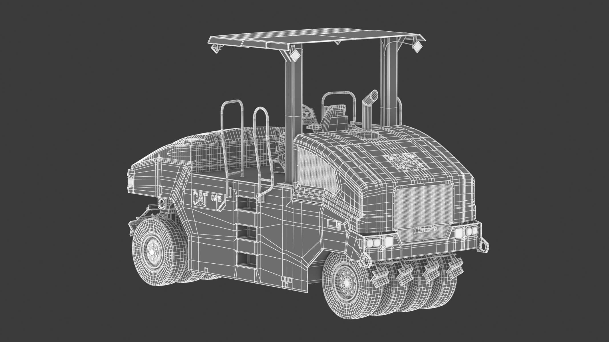 Cat Pneumatic Rollers CW16 11-Wheel 3D Model by frezzy
