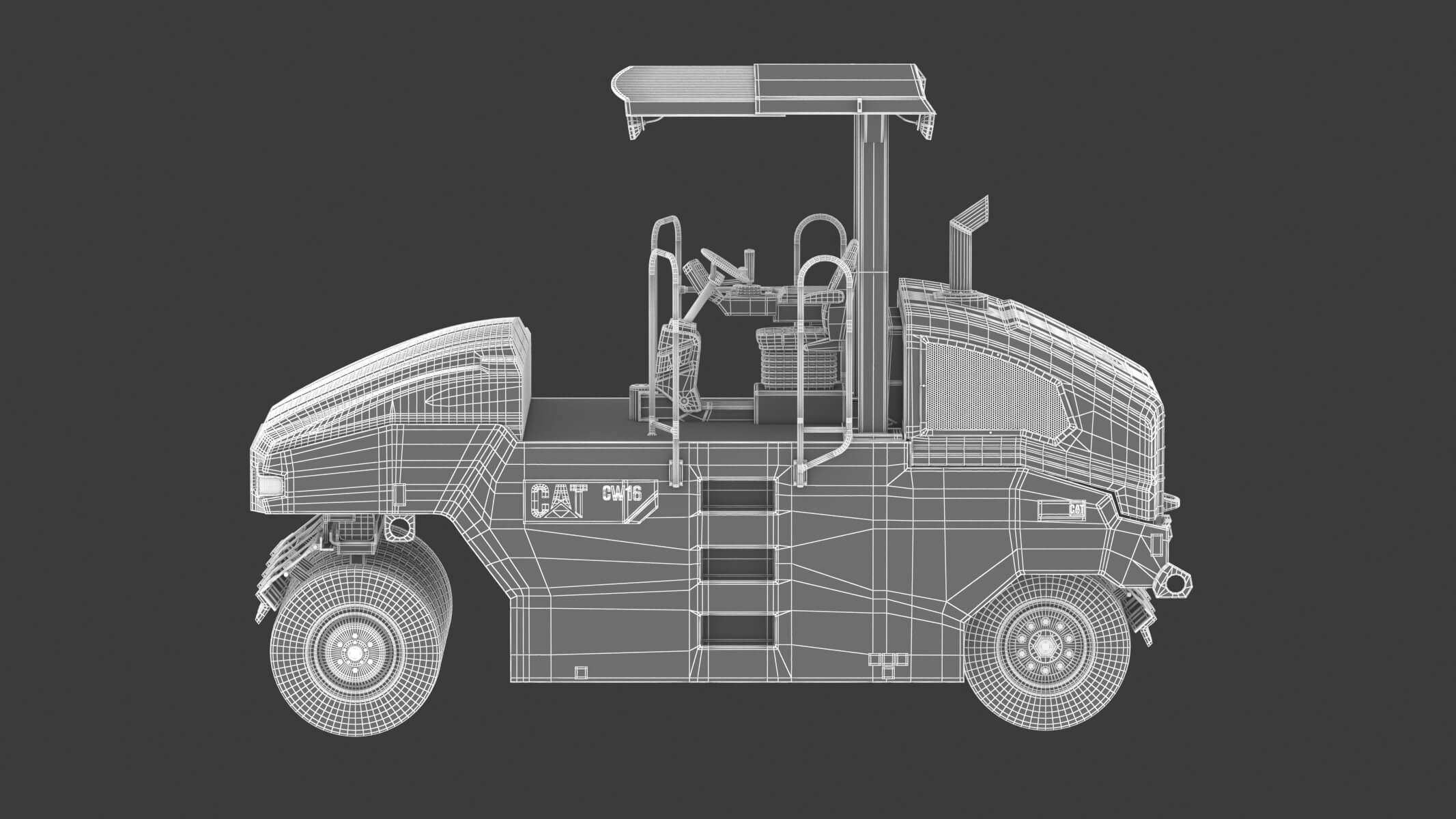 Cat Pneumatic Rollers CW16 11-Wheel 3D Model by frezzy