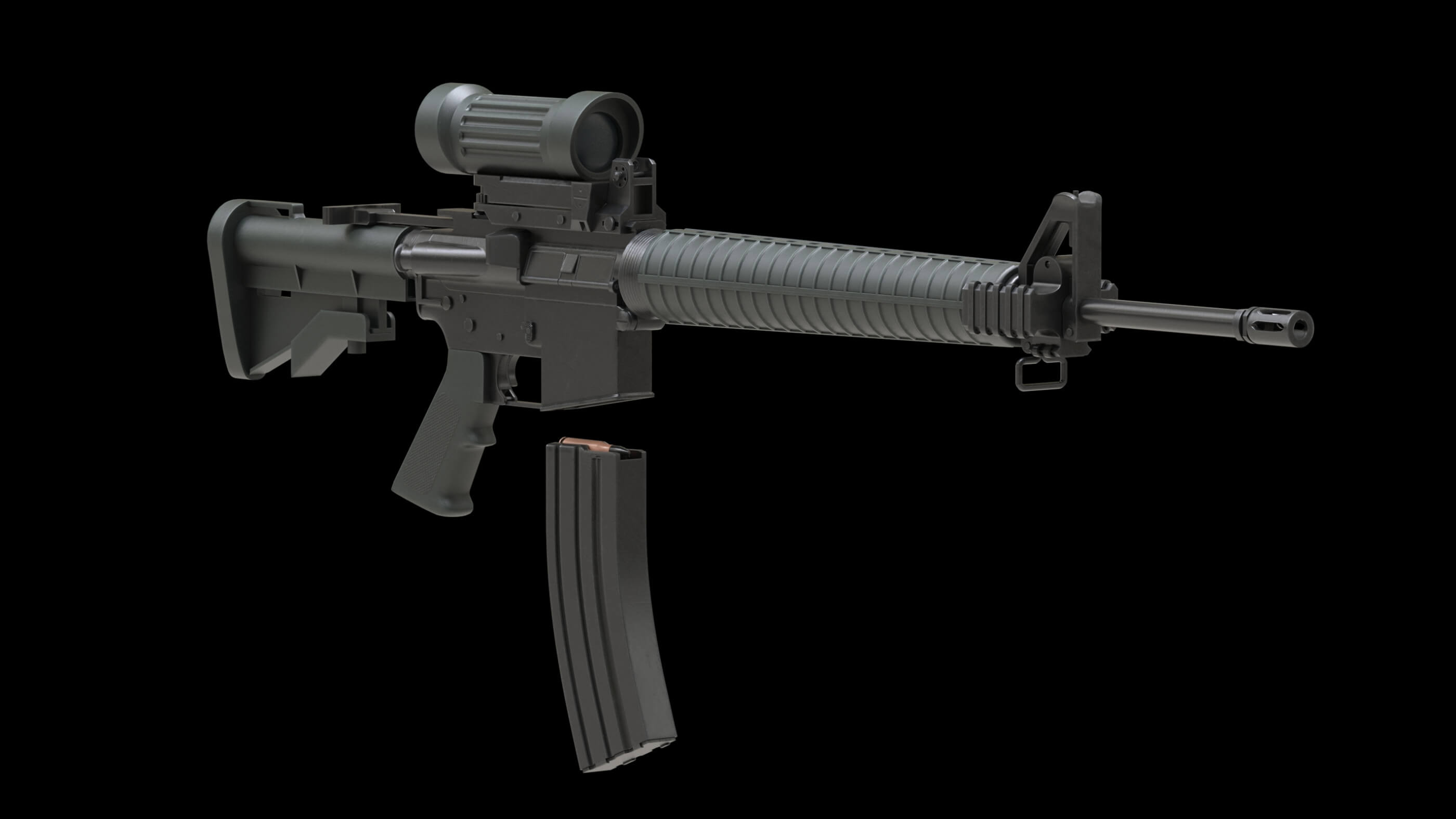 Colt Canada C7A2 Low Poly - 3D Model by frezzy