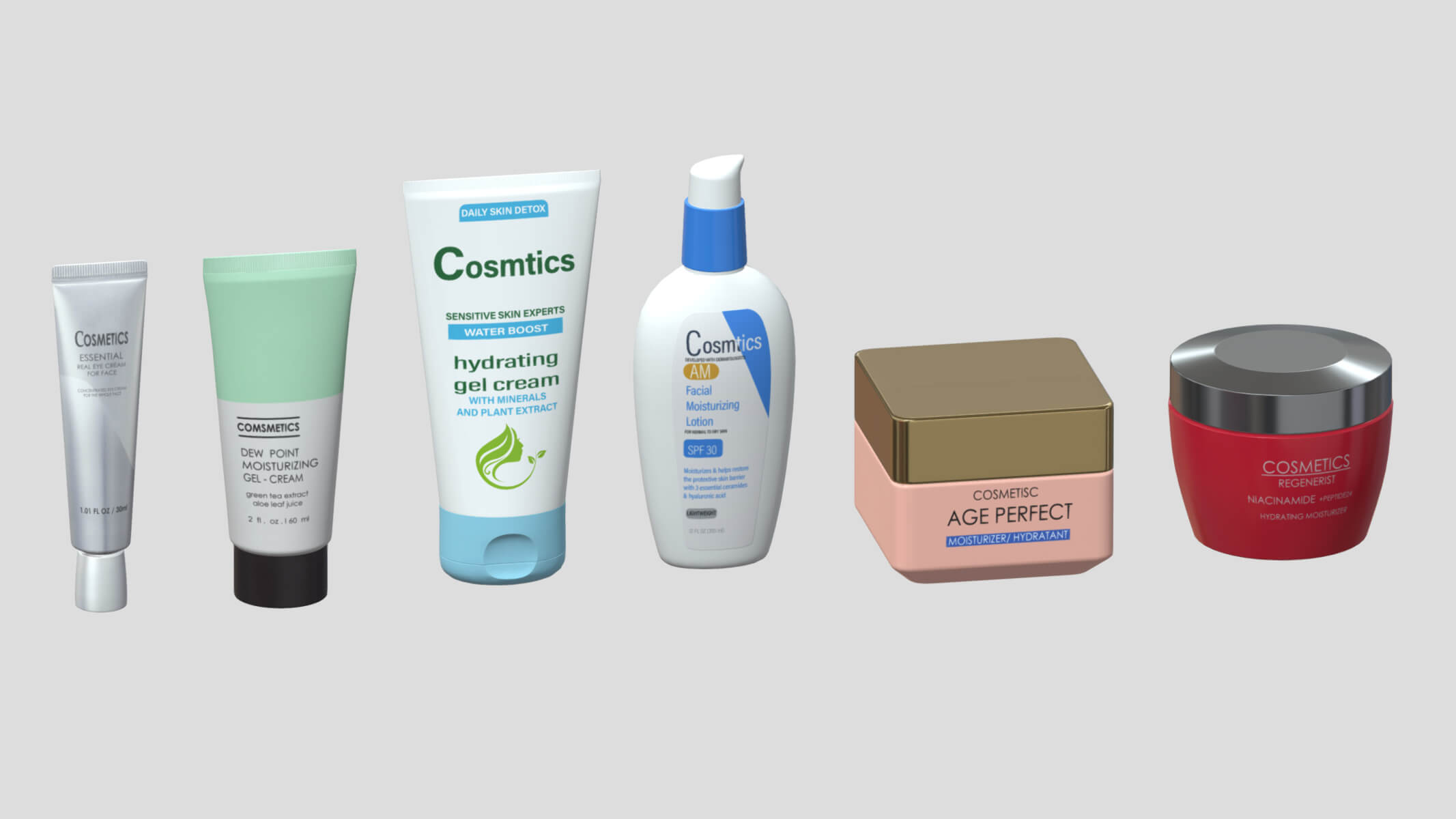 Cosmetics Set Low Poly - 3D Model by frezzy