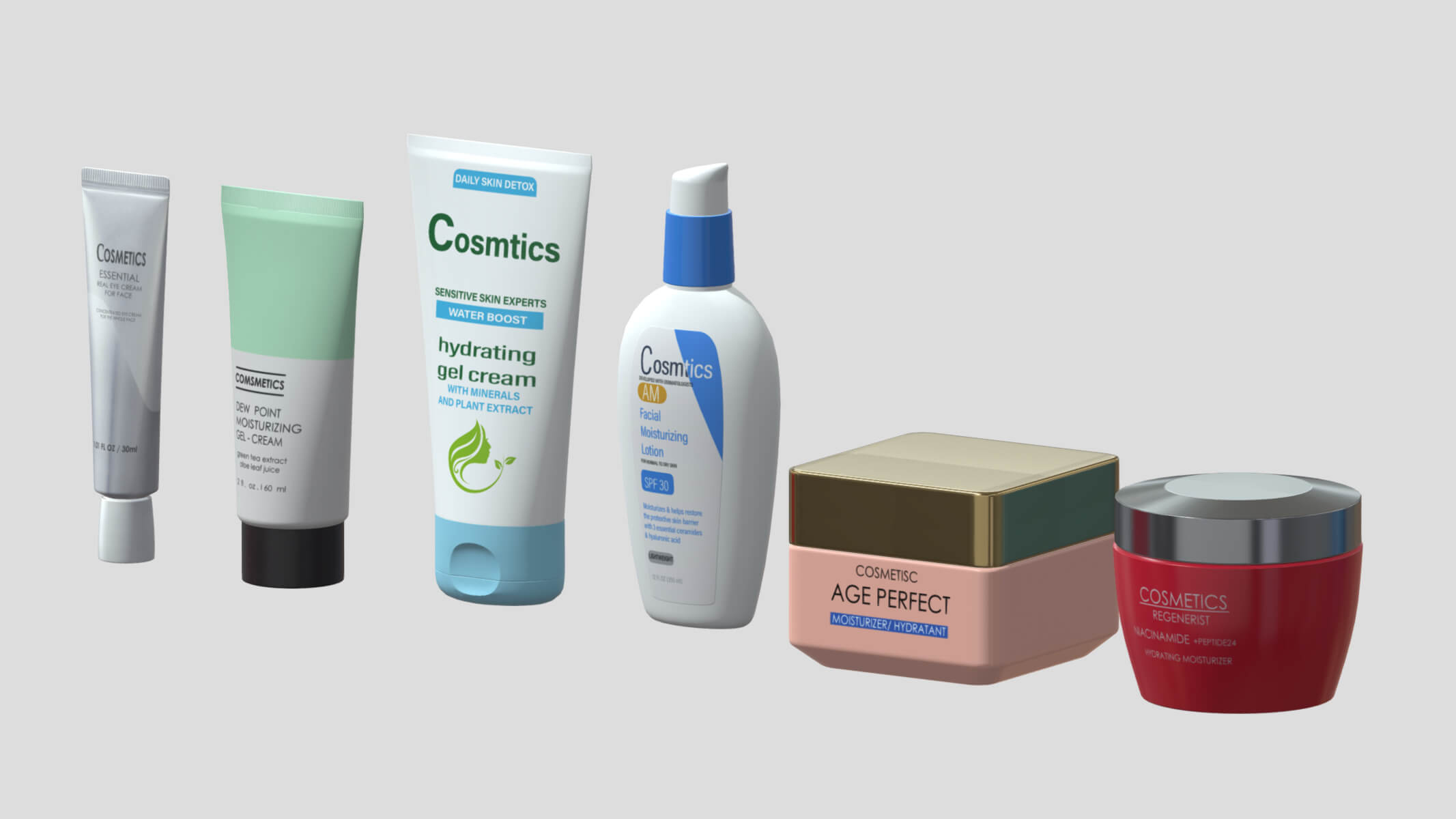 Cosmetics Set Low Poly - 3D Model by frezzy