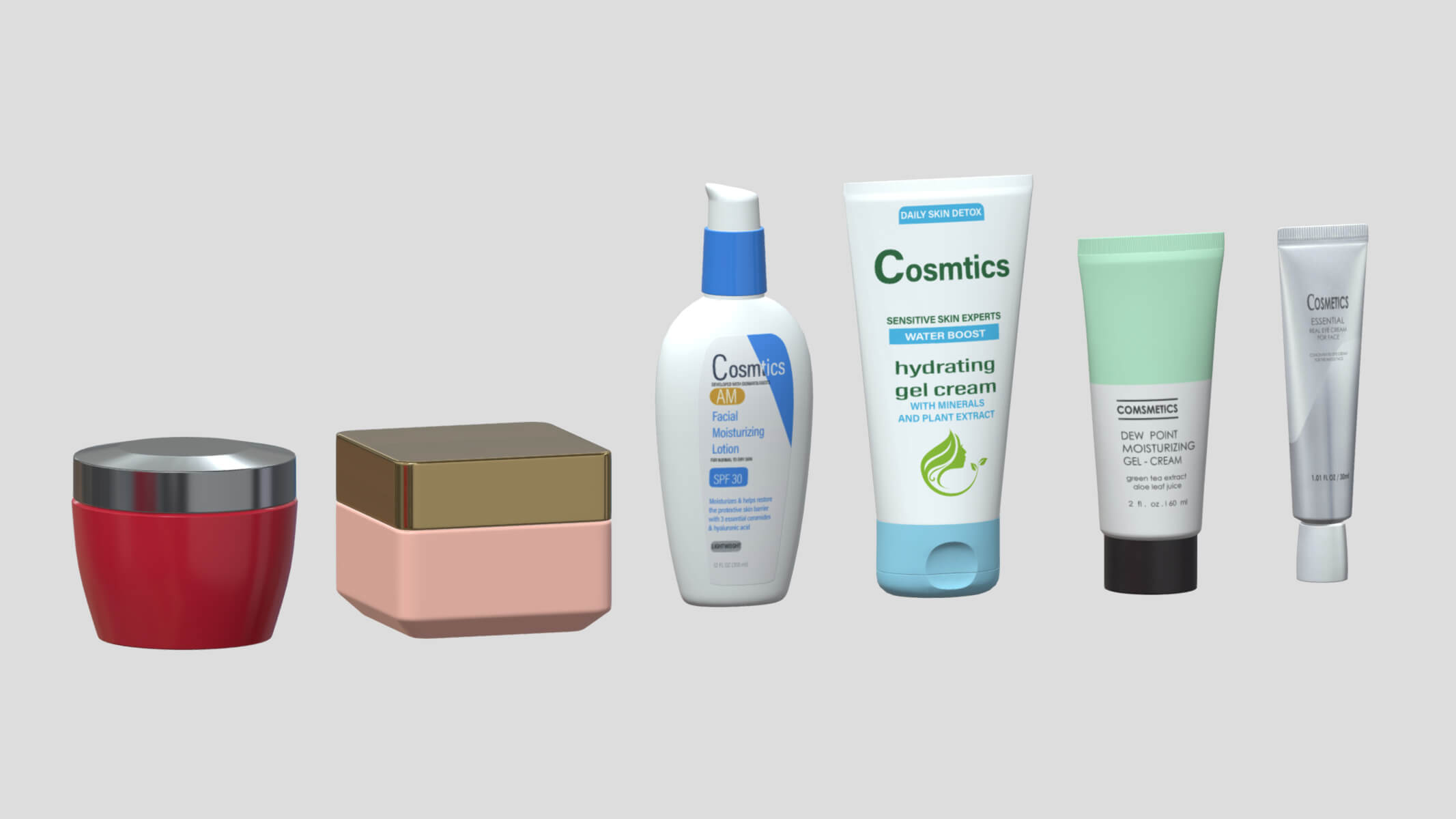 Cosmetics Set Low Poly - 3D Model by frezzy