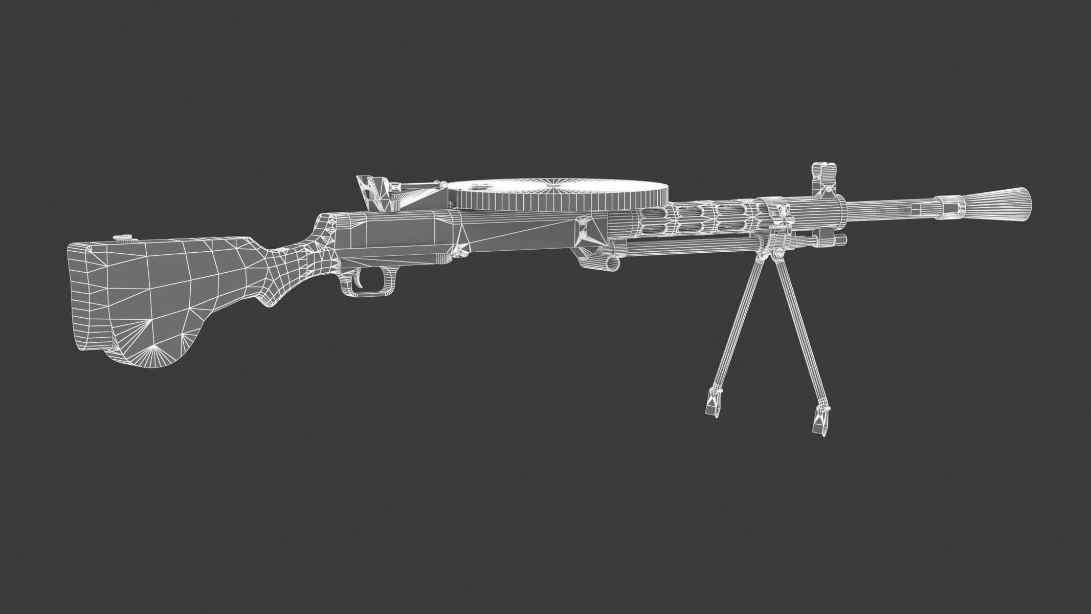 Degtyaryov Machine Gun Low Poly - 3D Model by frezzy