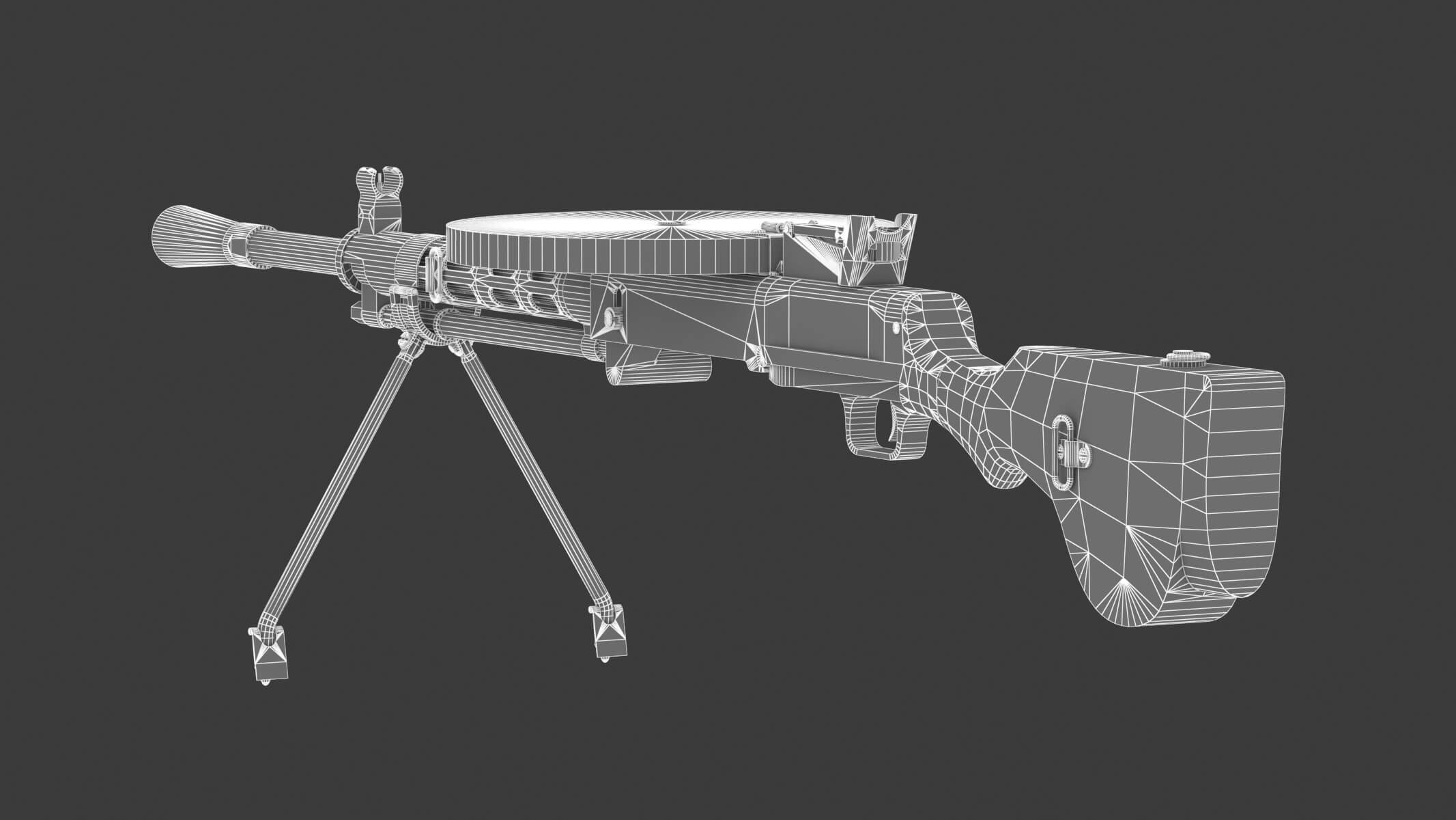 Degtyaryov Machine Gun Low Poly - 3D Model by frezzy