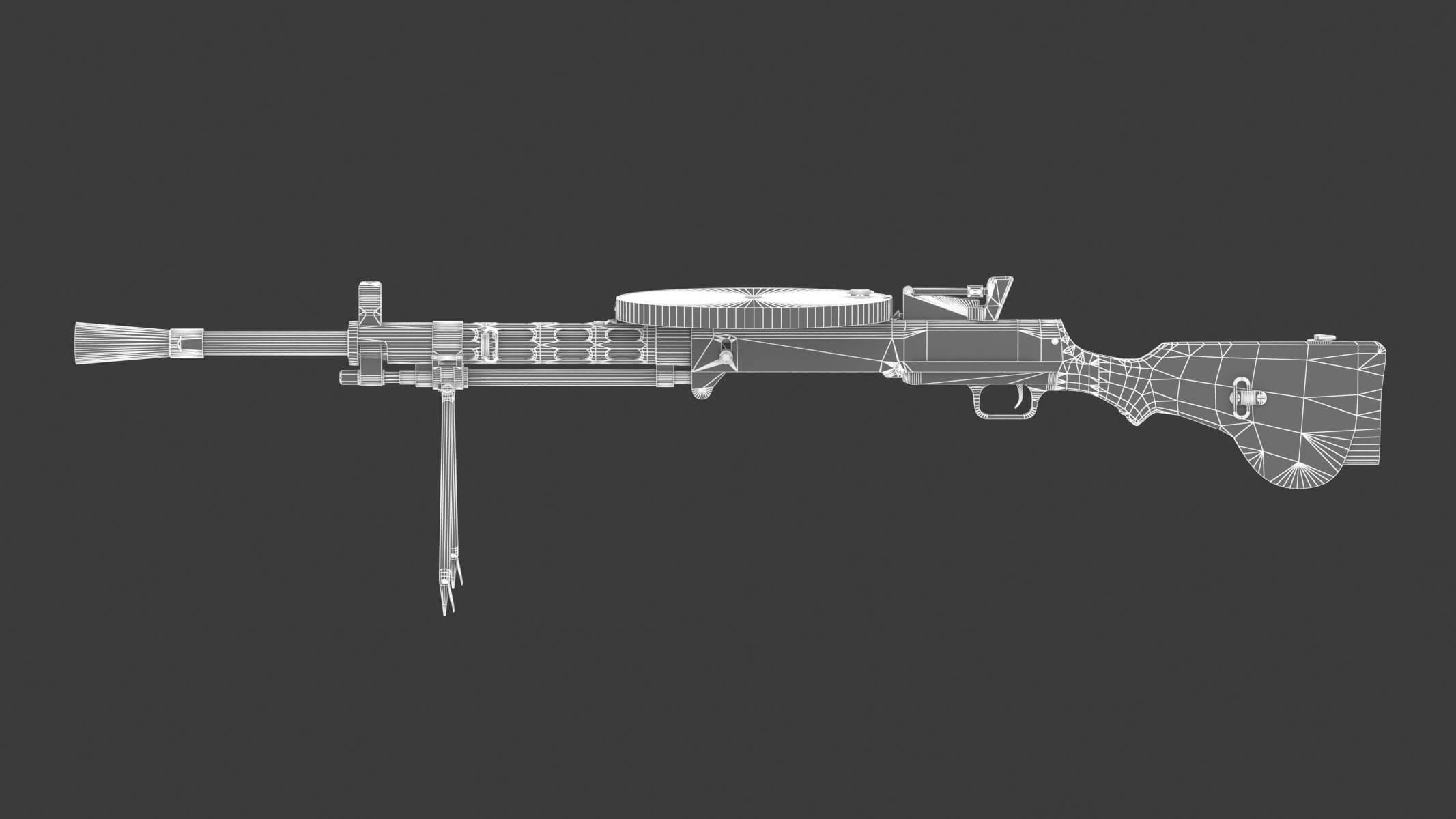 Degtyaryov Machine Gun Low Poly - 3D Model by frezzy