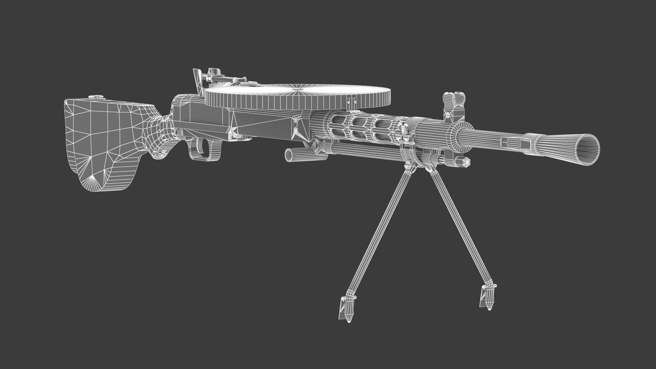 Degtyaryov Machine Gun Low Poly - 3D Model by frezzy