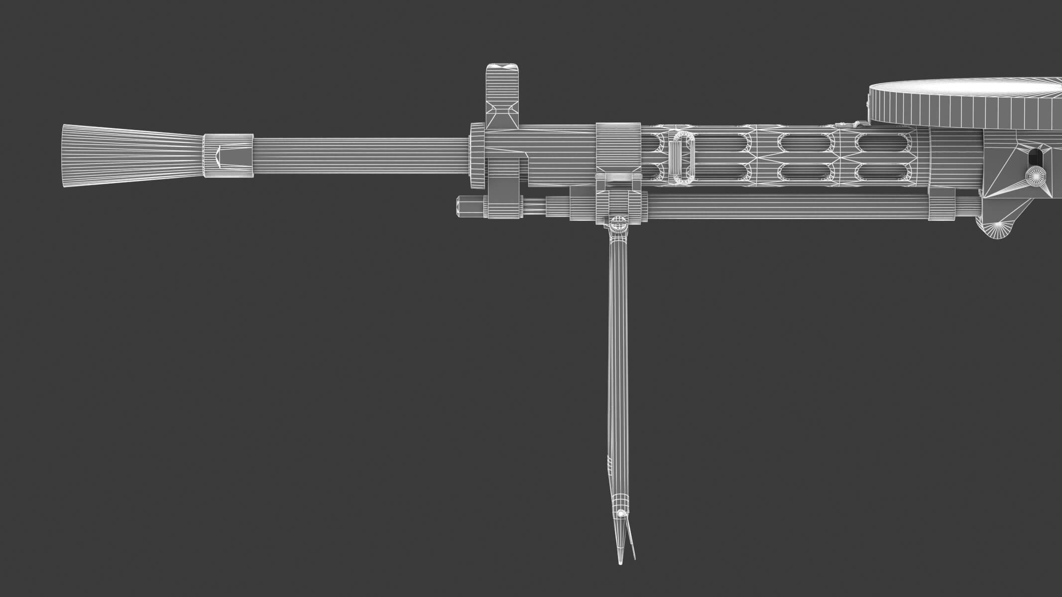 Degtyaryov Machine Gun Low Poly - 3D Model by frezzy