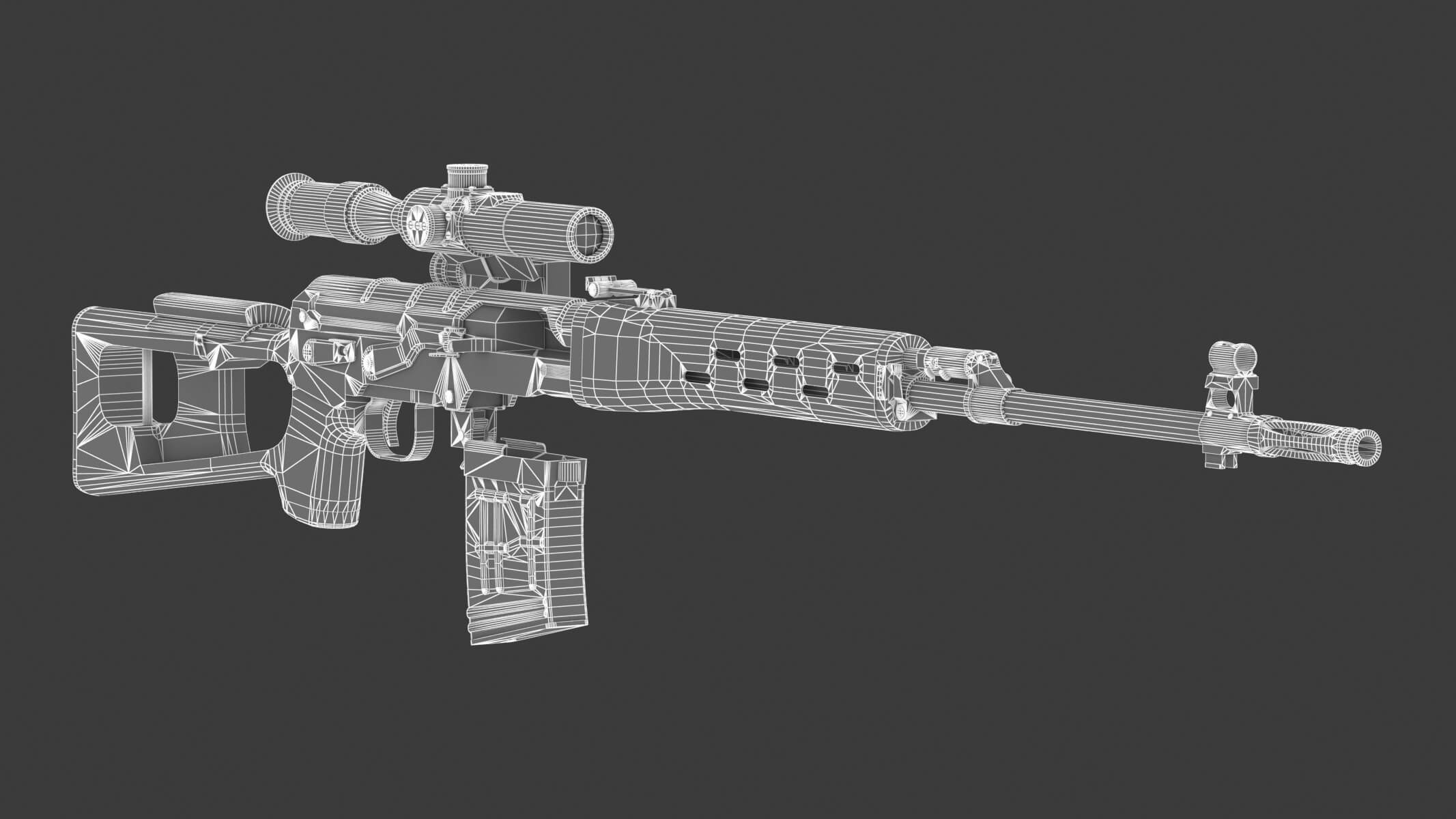 Dragunov Low Poly - 3D Model by frezzy
