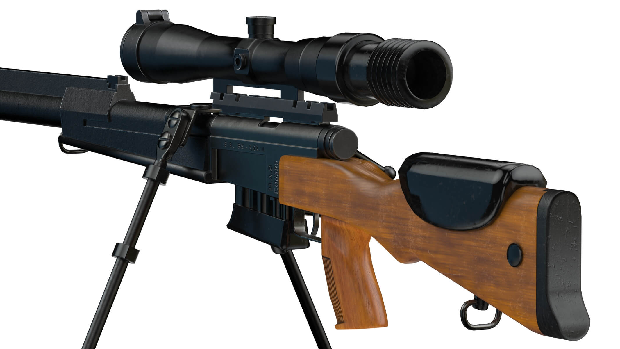 FR F2 Sniper Rifle Low Poly - 3D Model by frezzy