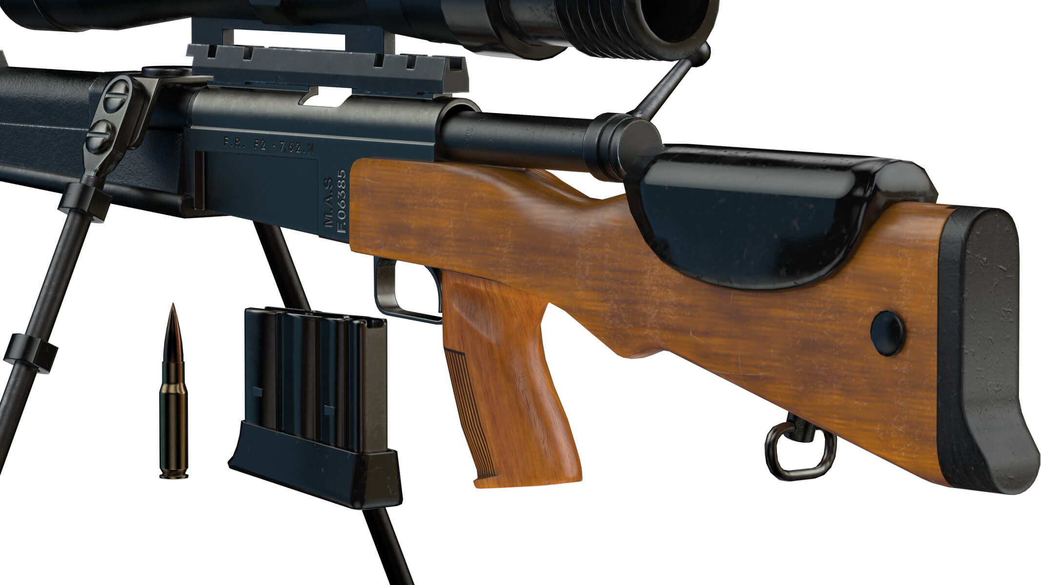 FR F2 Sniper Rifle Low Poly - 3D Model by frezzy