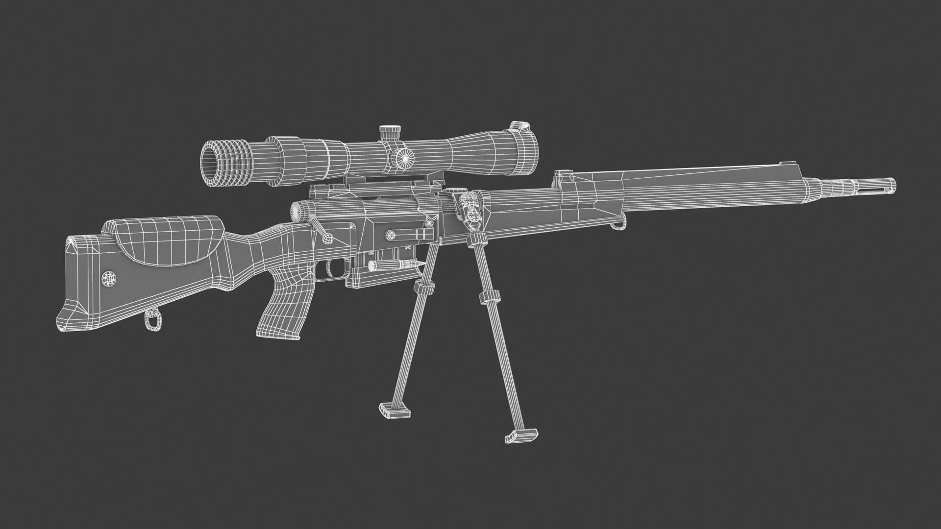 FR F2 Sniper Rifle Low Poly - 3D Model by frezzy