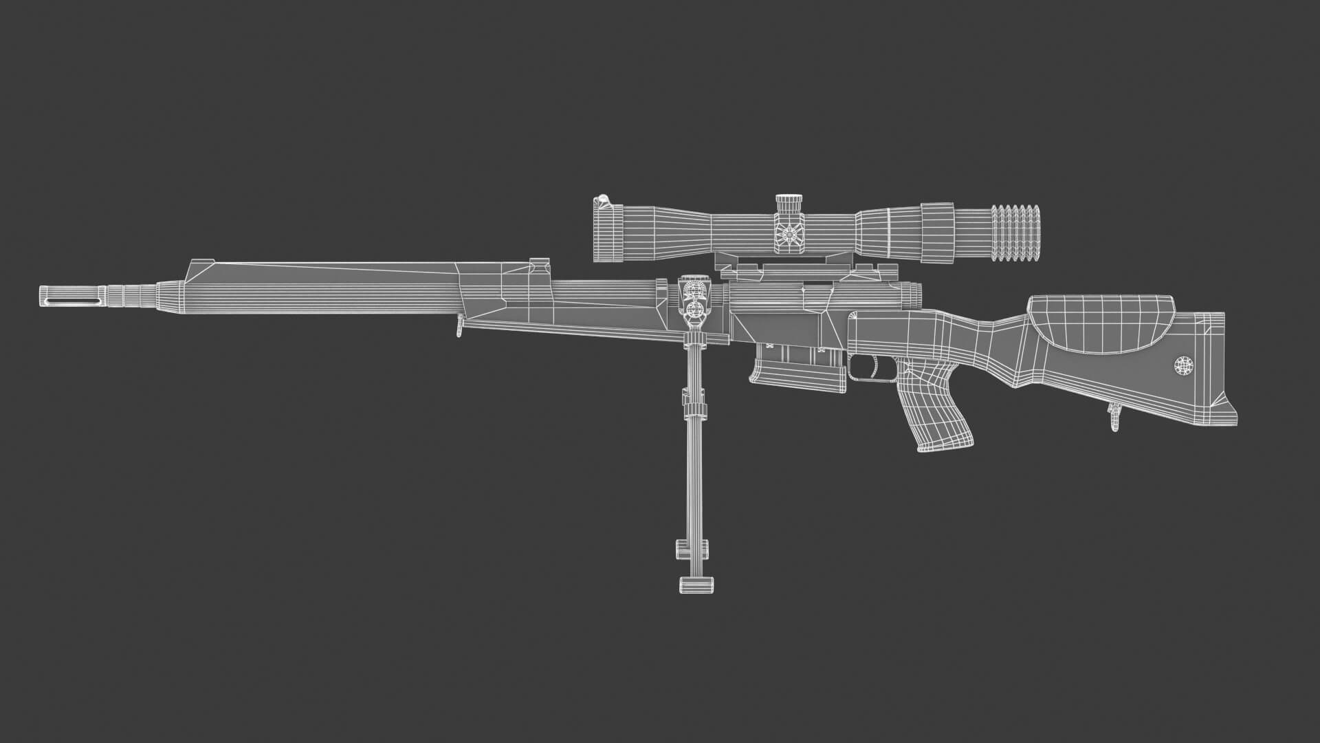 FR F2 Sniper Rifle Low Poly - 3D Model by frezzy