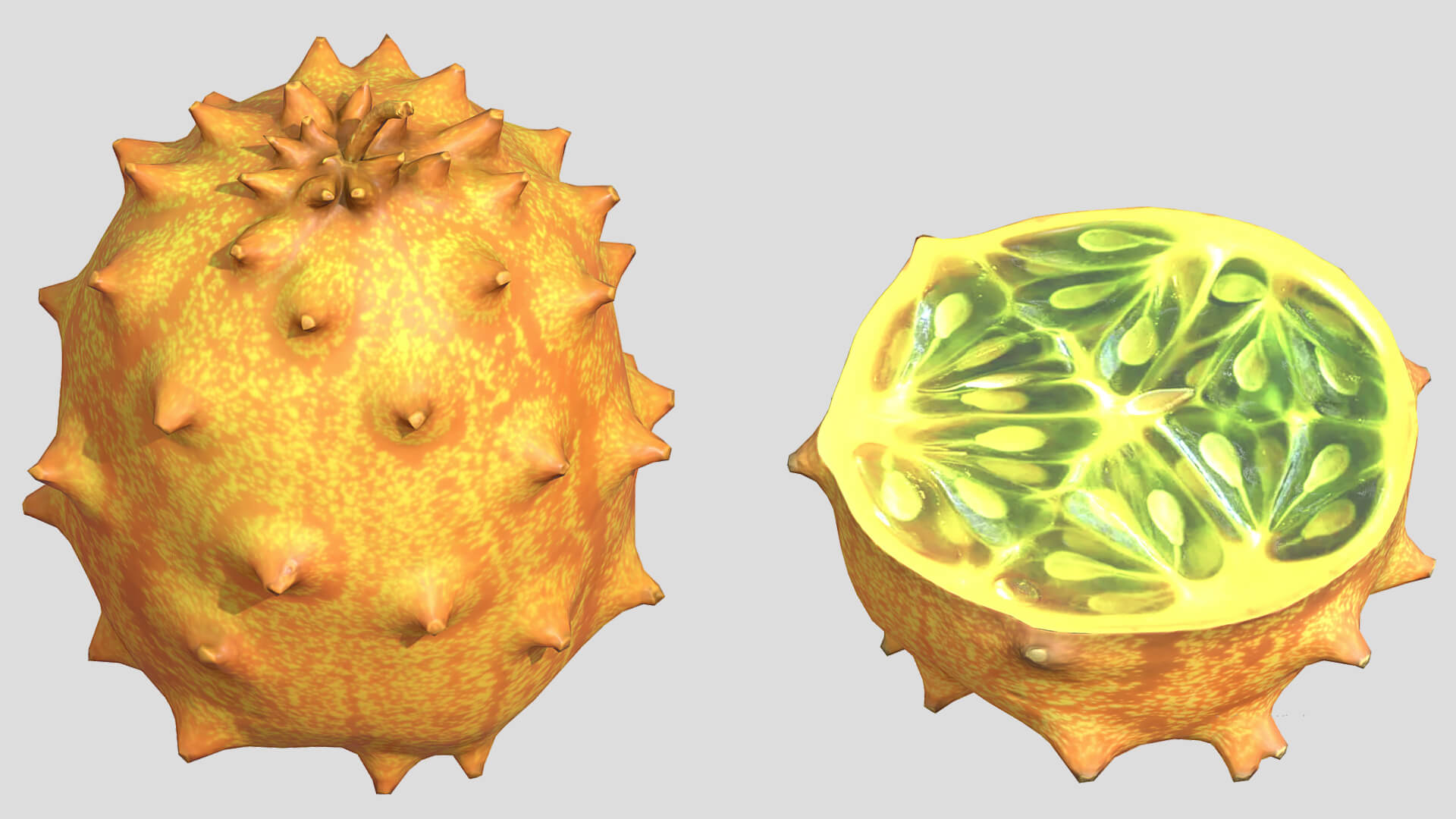 Fruit Horned Melon 02 Low Poly - 3D Model by frezzy