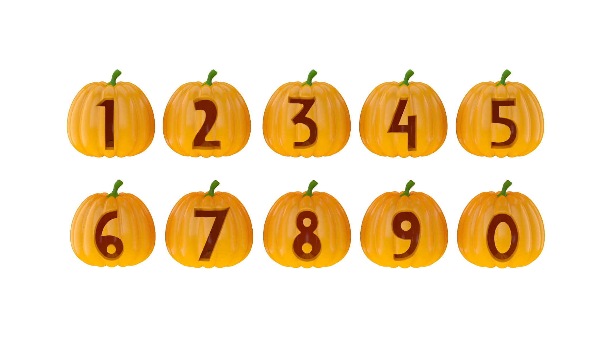 Halloween Pumpkin Numbers - 3D Model by frezzy