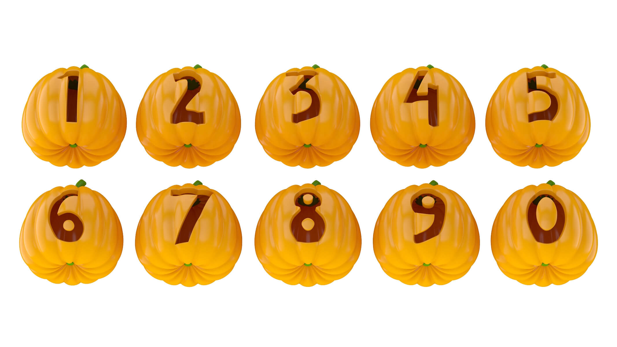 Halloween Pumpkin Numbers - 3D Model by frezzy