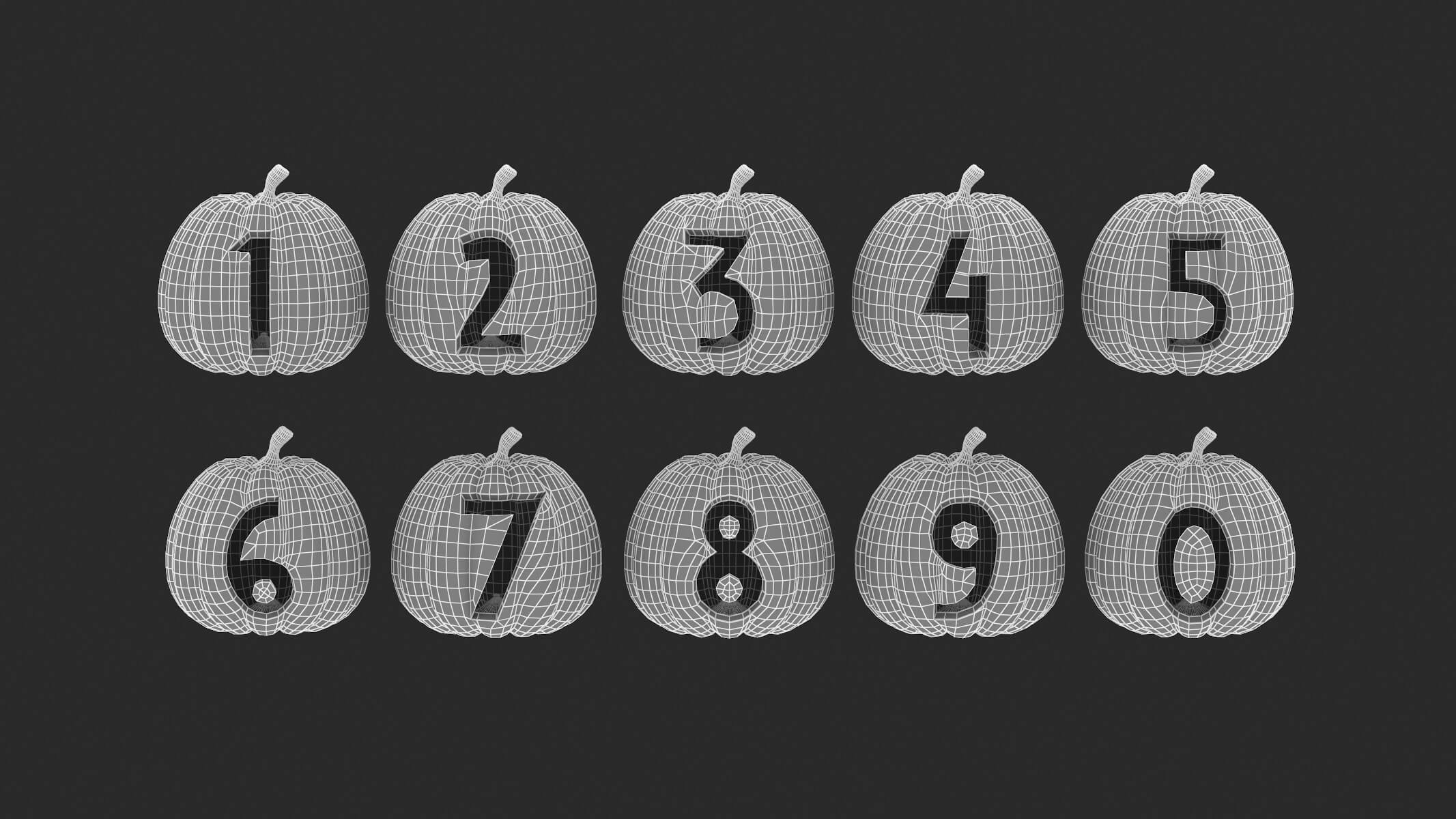 Halloween Pumpkin Numbers - 3D Model by frezzy
