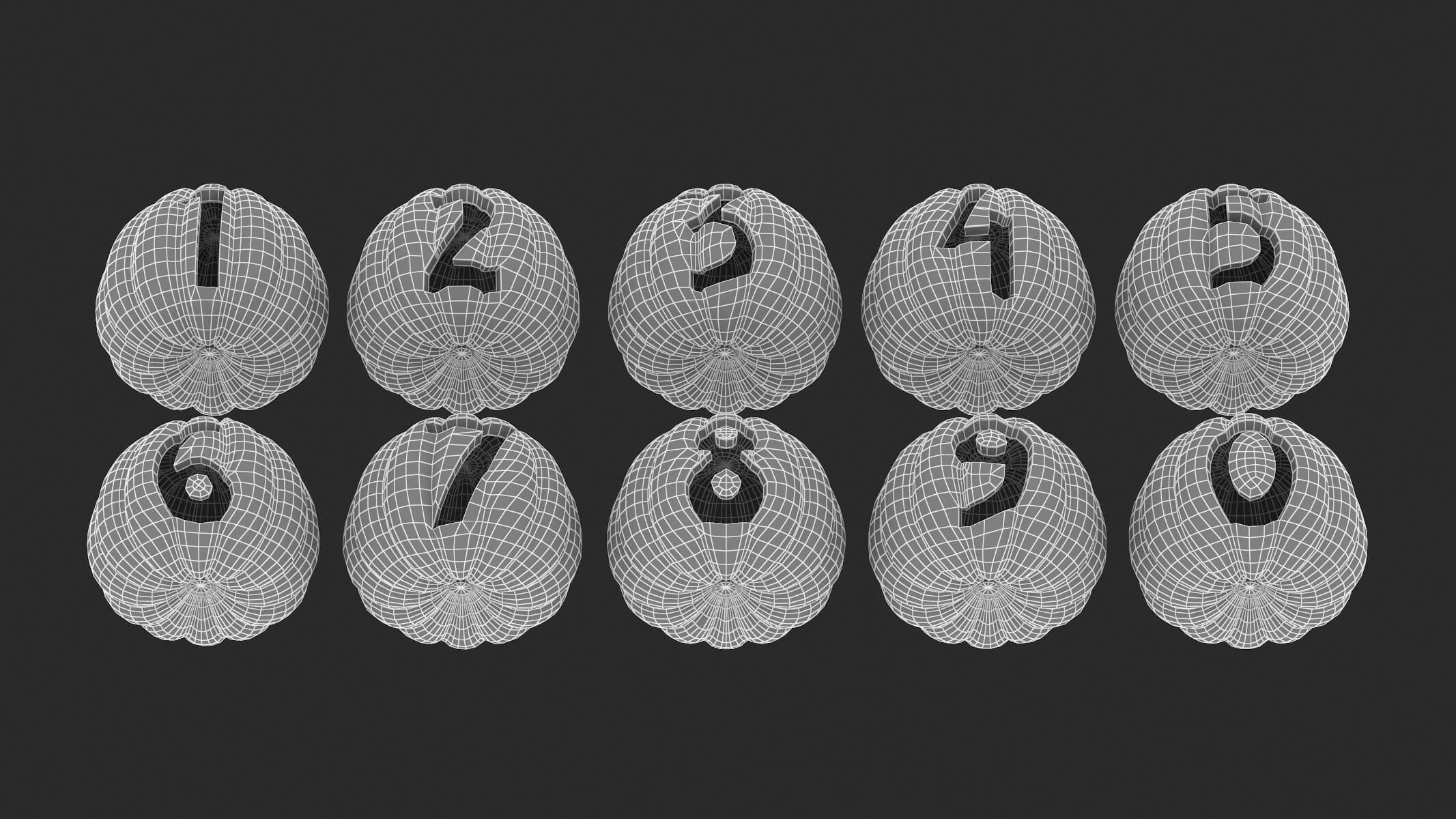 Halloween Pumpkin Numbers - 3D Model by frezzy