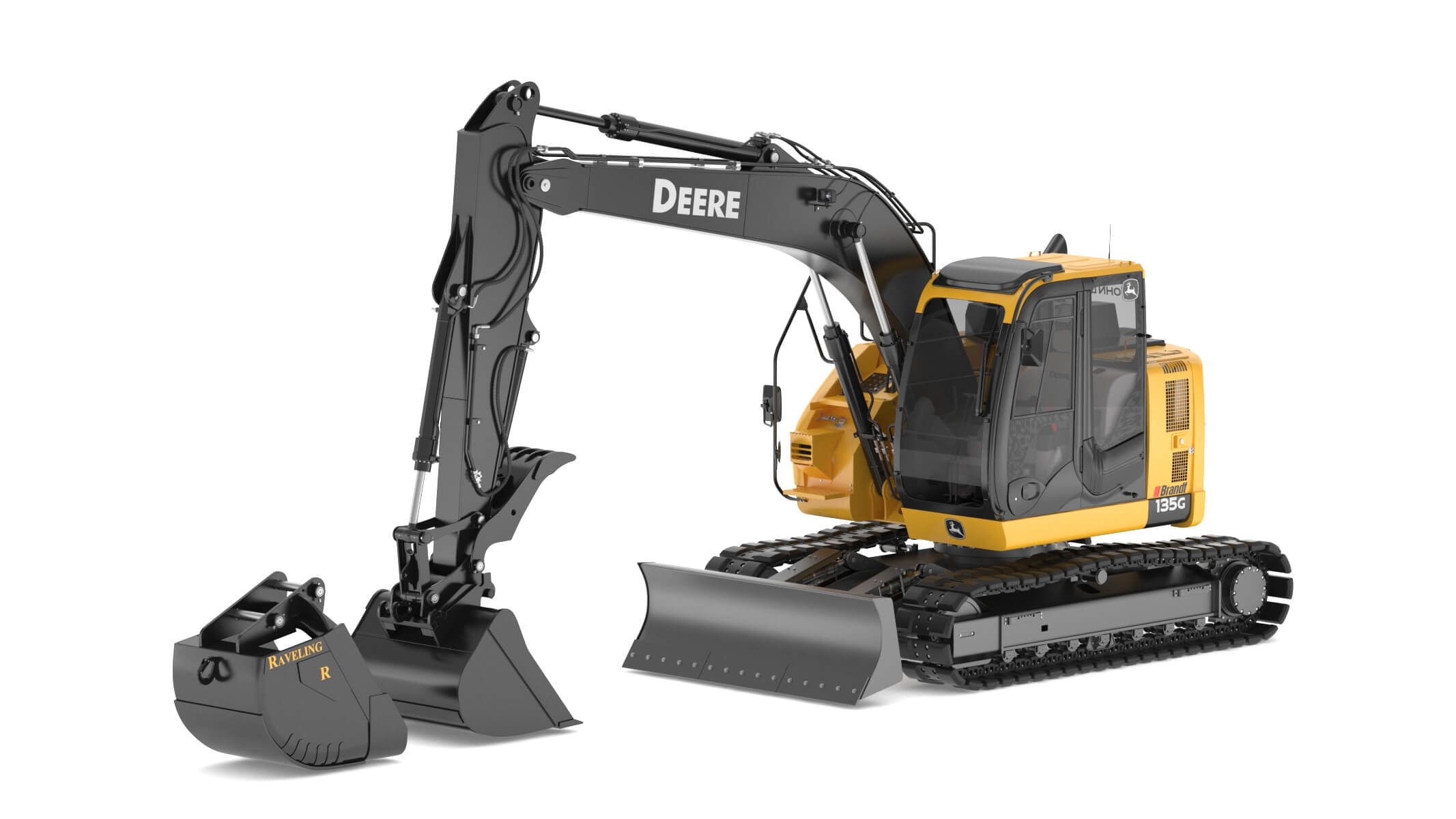 John Deere 135G and Bucket - 3D Model by frezzy