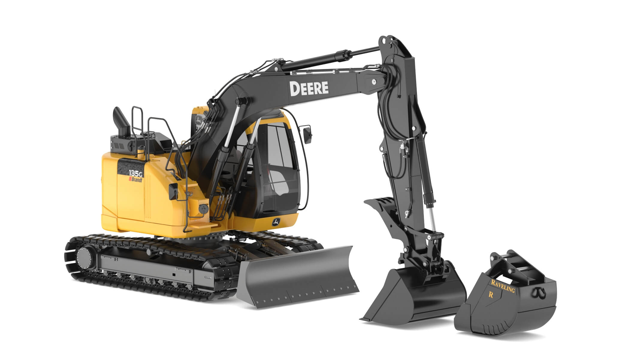 John Deere 135G and Bucket - 3D Model by frezzy