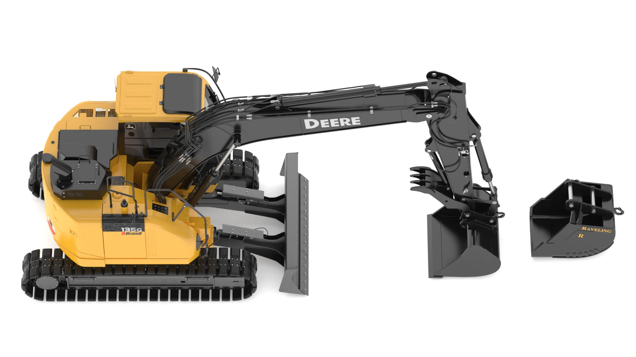 John Deere 135G and Bucket - 3D Model by frezzy