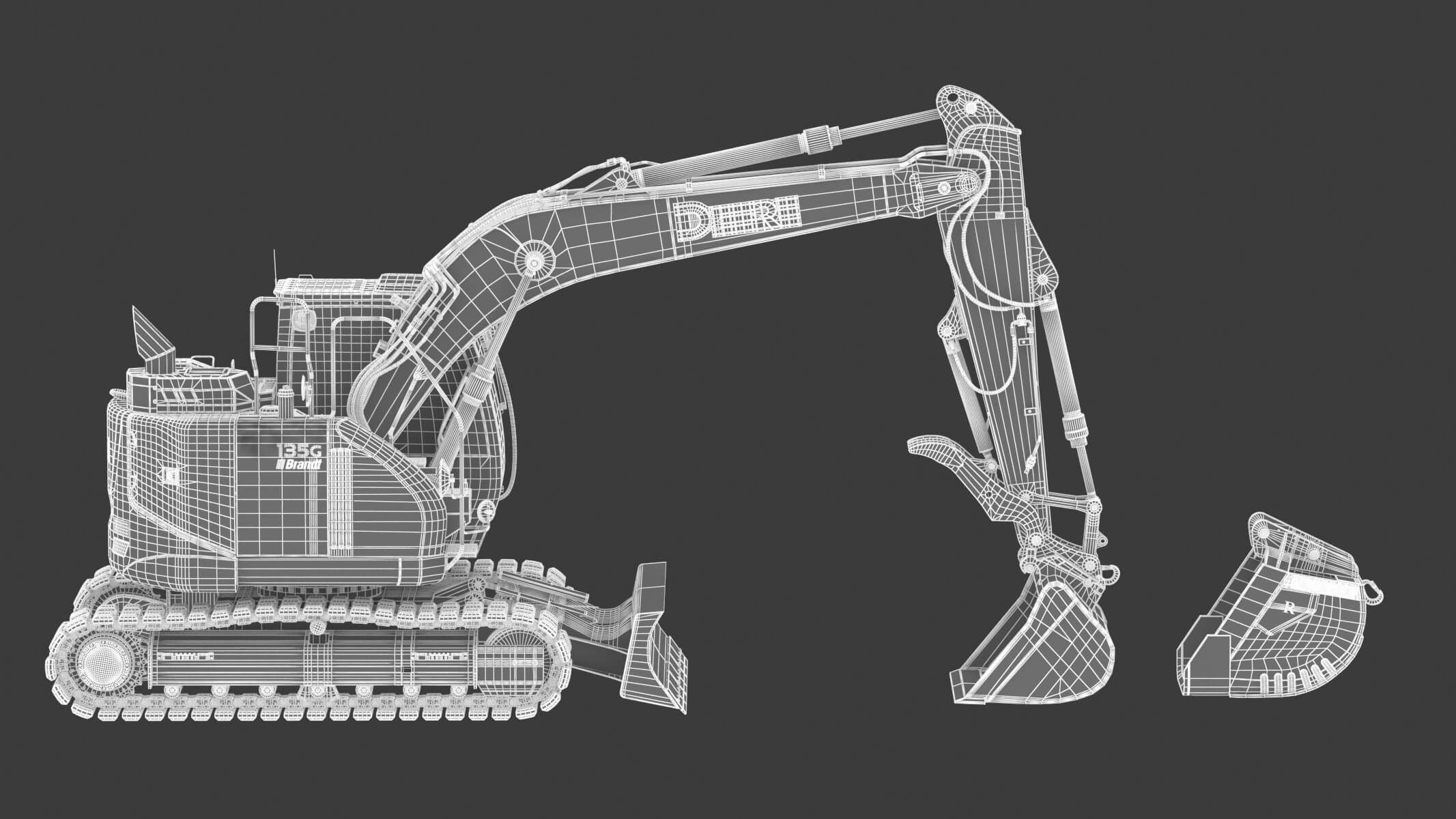 John Deere 135G and Bucket - 3D Model by frezzy